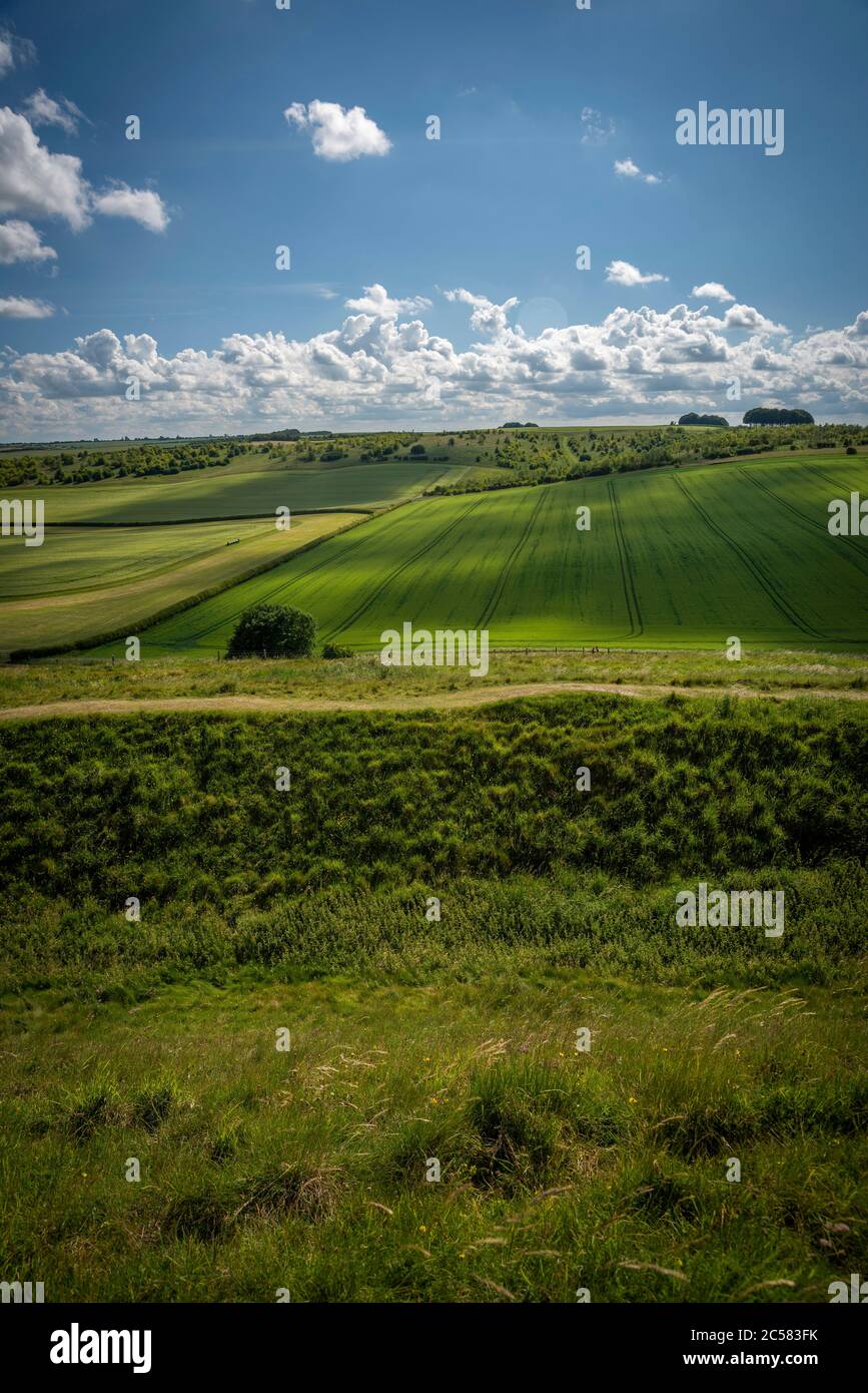 Barbury Castle Iron Age hill fort near Wroughton, Wiltshire, UK Stock ...