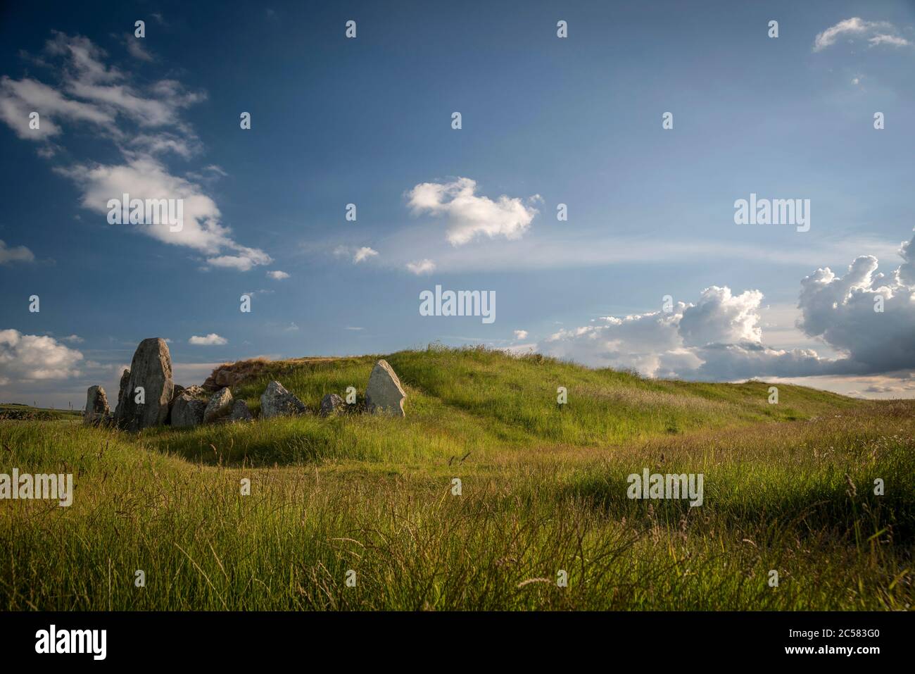 The earth mound and stone facade of West Kennet Long Barrow Neolithic ...