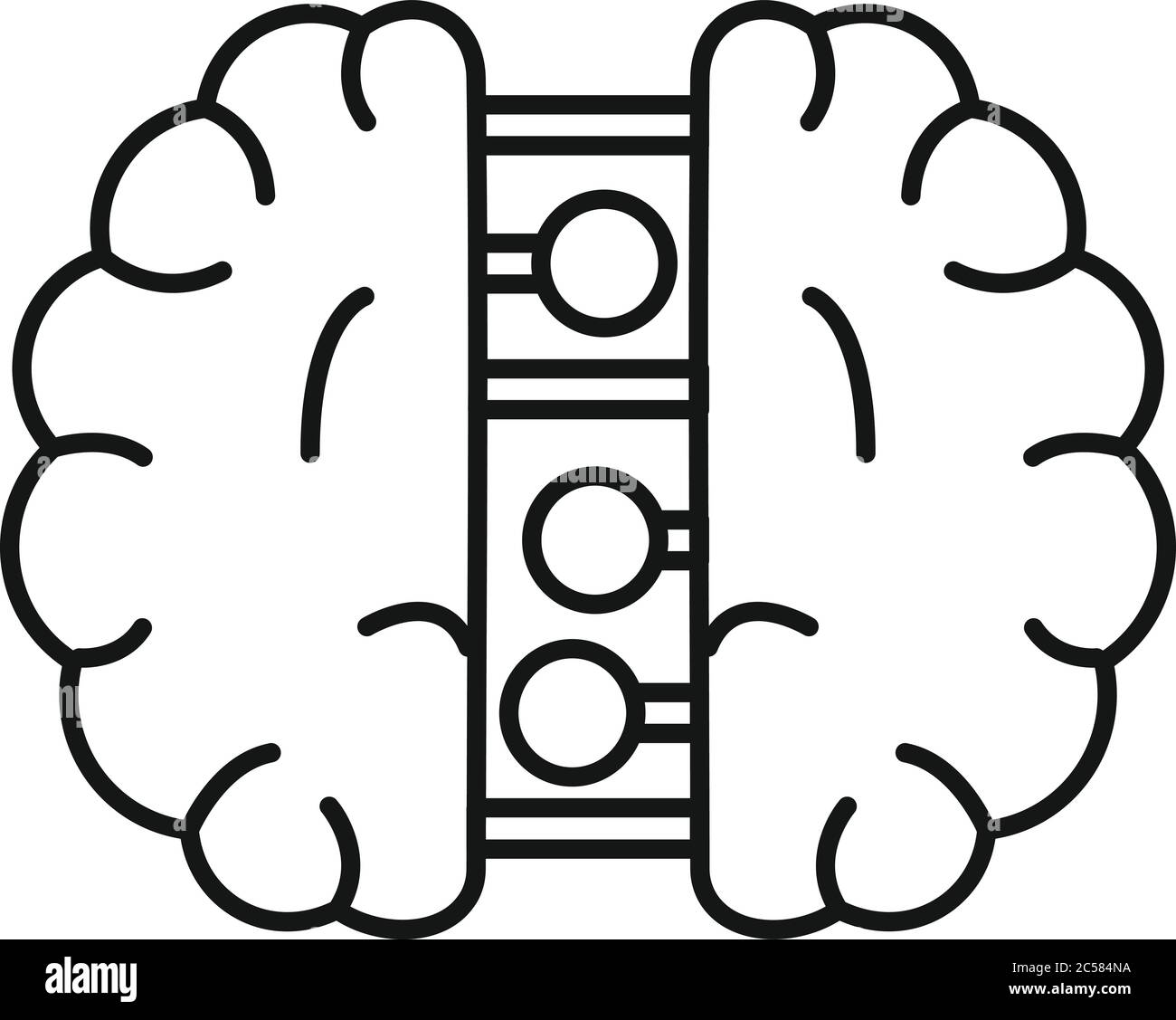 Future binary brain icon. Outline future binary brain vector icon for ...