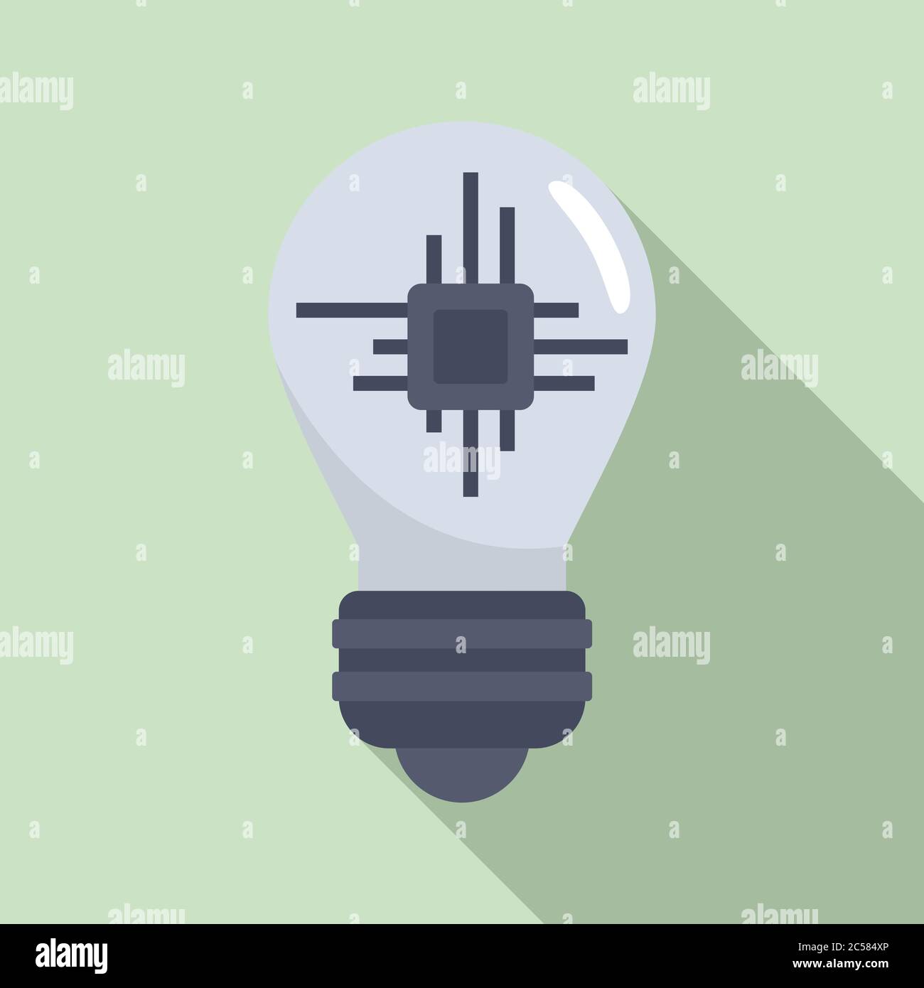 Ai processor bulb icon. Flat illustration of ai processor bulb vector ...