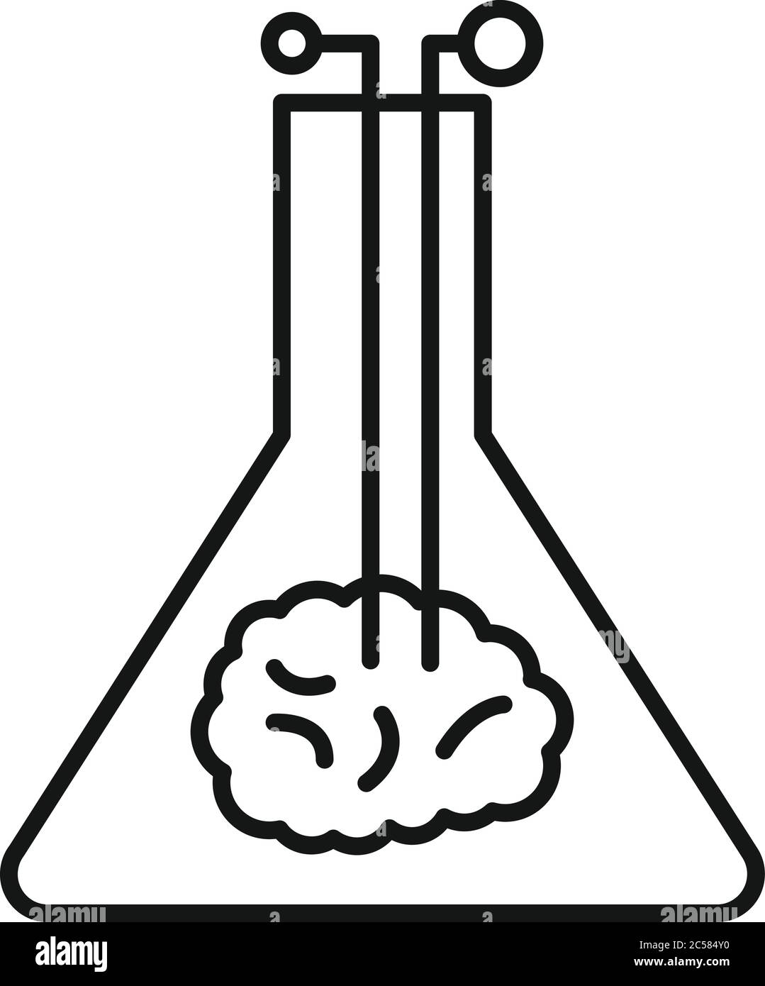 Ai flask brain icon. Outline ai flask brain vector icon for web design ...