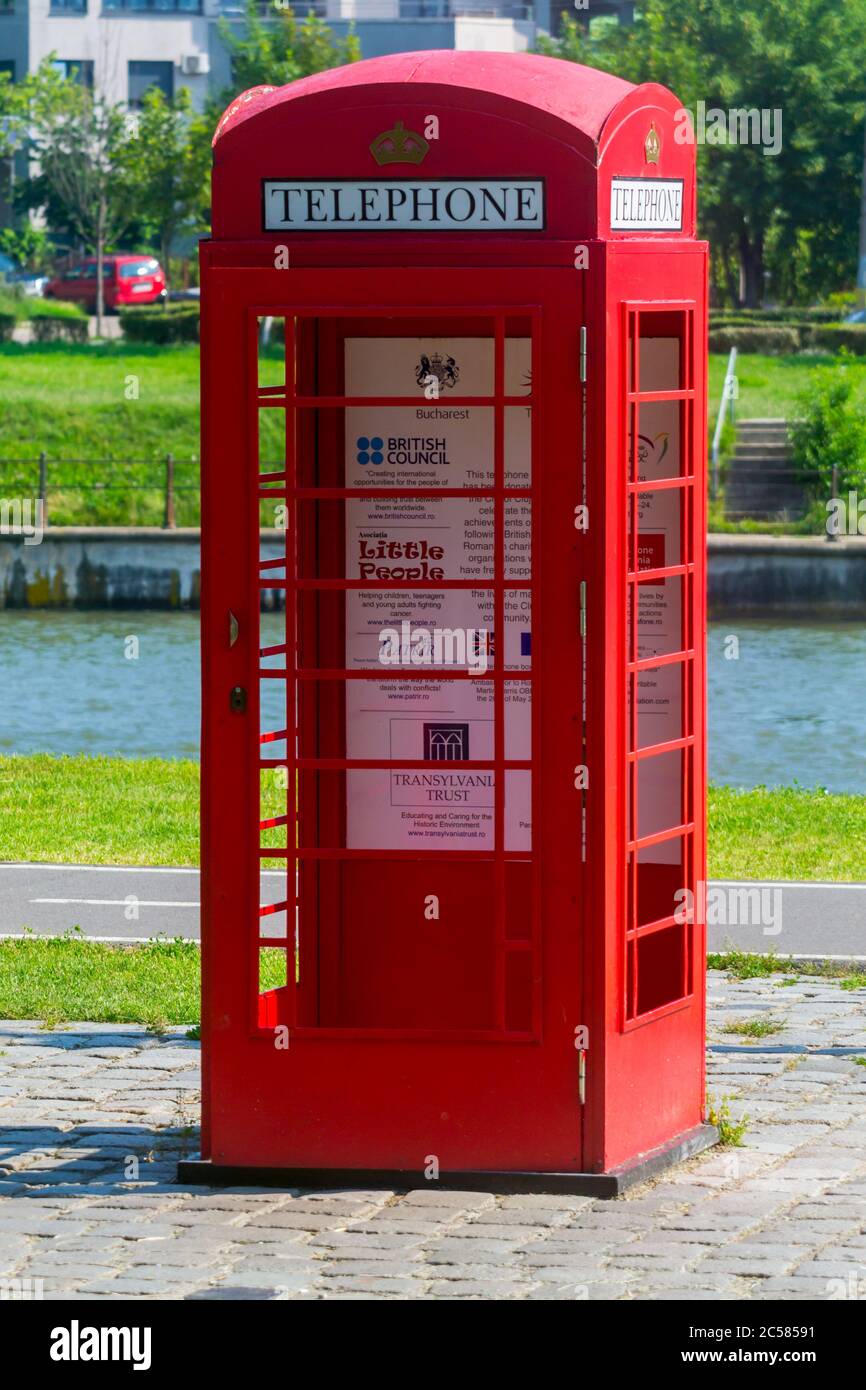 Vintage style image of typical red telephone booth Stock Photo - Alamy