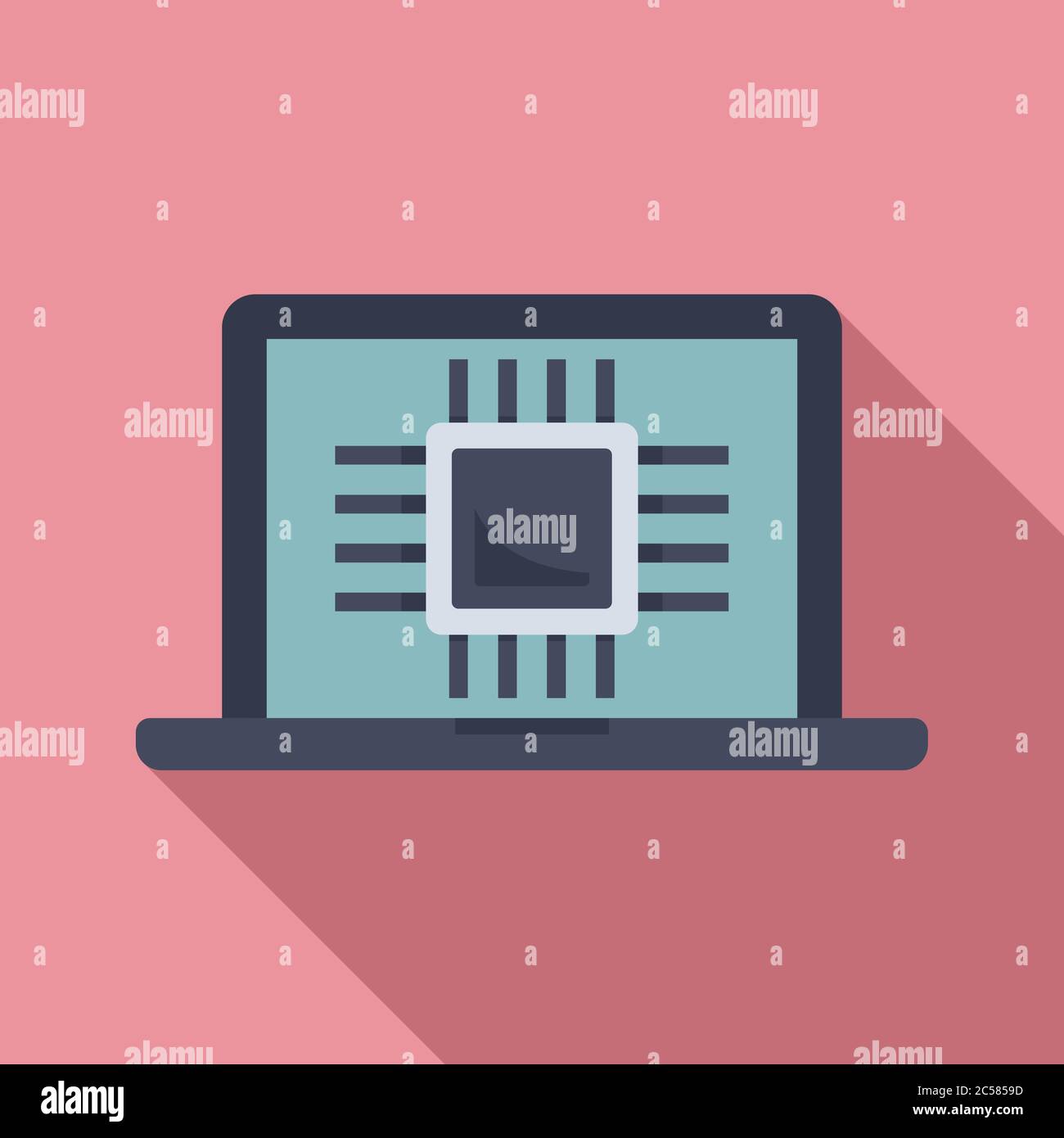 Ai laptop processor icon. Flat illustration of ai laptop processor ...