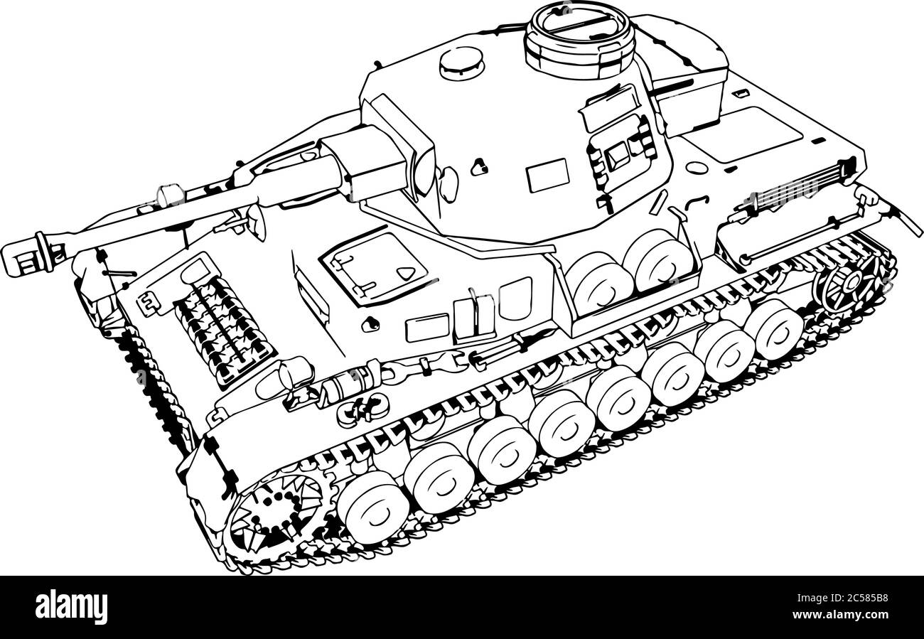 sketch of old military equipment tank vector Stock Vector Image & Art ...