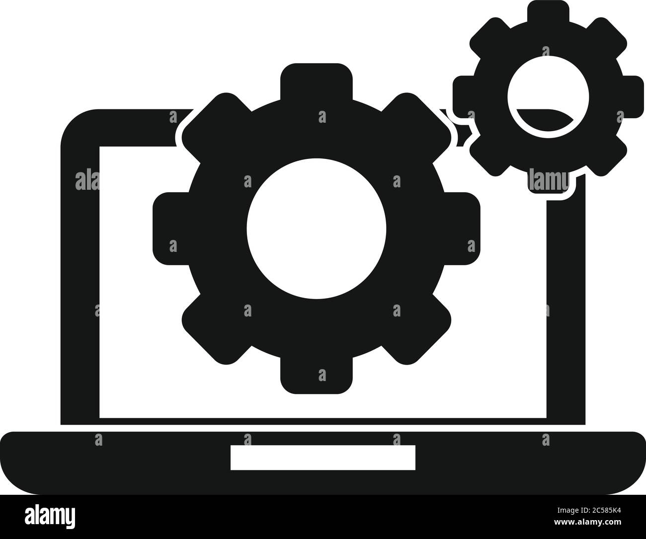 Laptop gear system icon. Simple illustration of laptop gear system ...