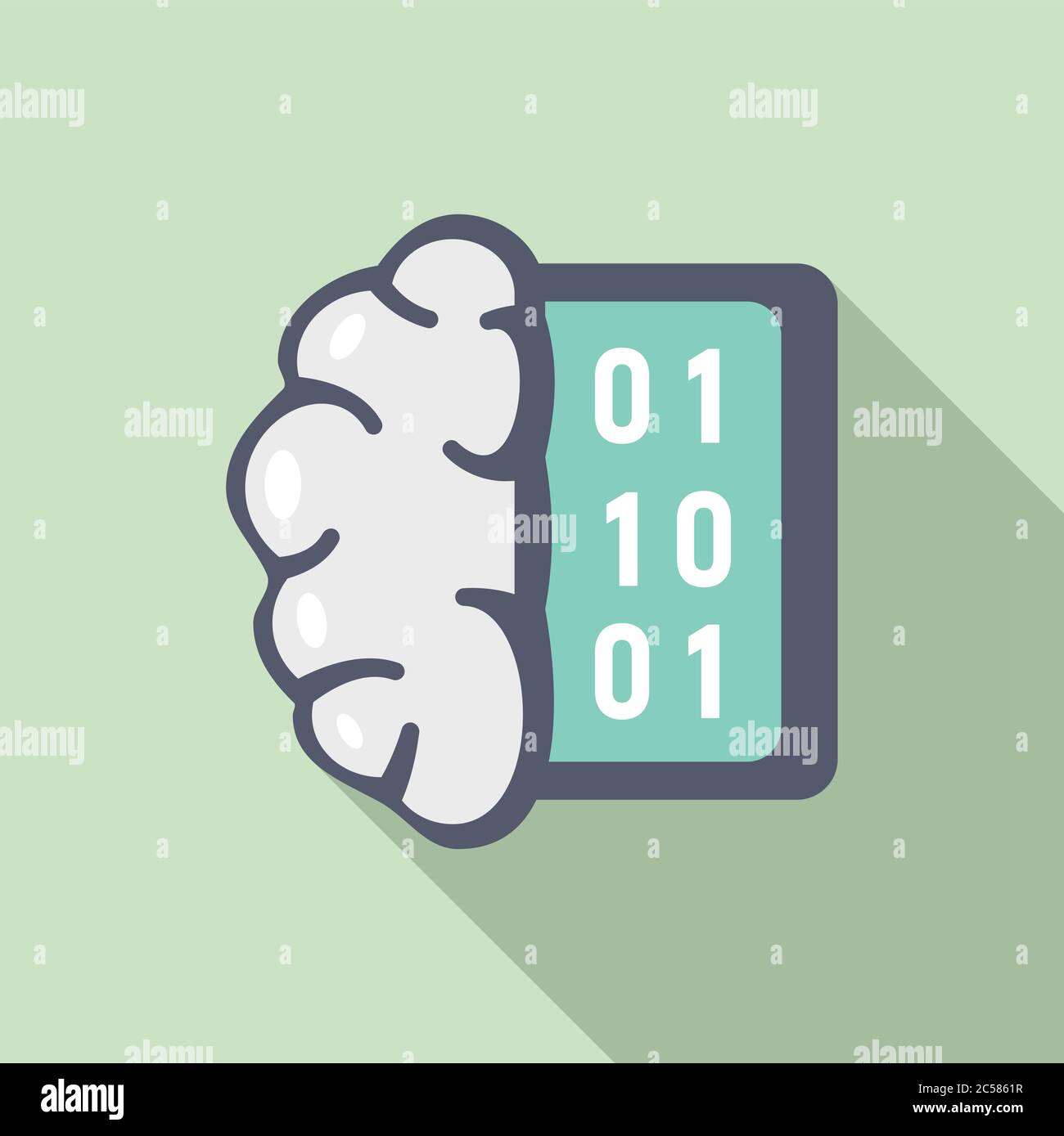 Data analysis brain icon. Flat illustration of data analysis brain ...