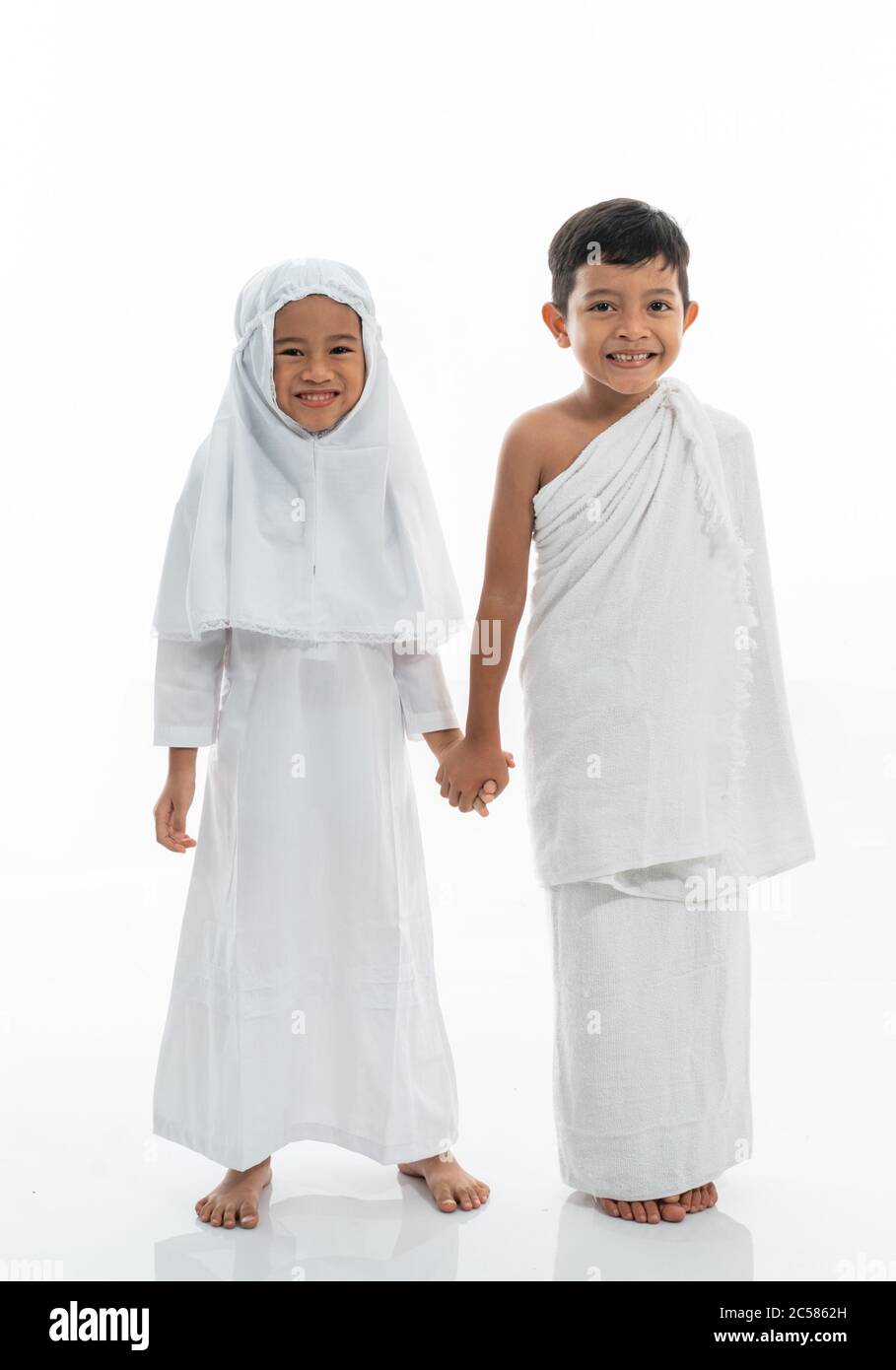 muslim hajj and umrah kids. asian children with ihram islamic ...