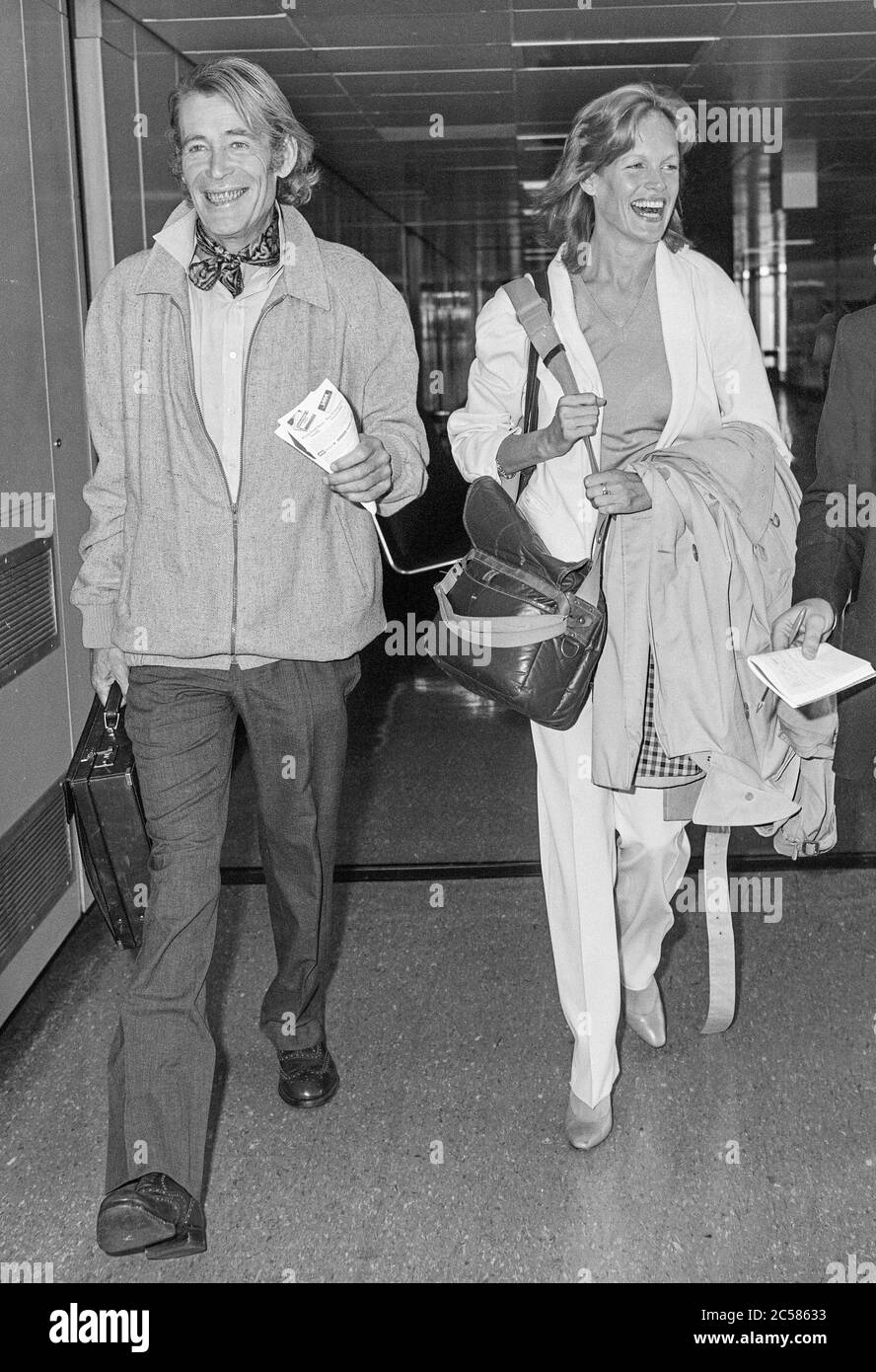 British actor Peter O'Toole and girlfriend Karen Brown arriving at London's Heathrow Airport in ...