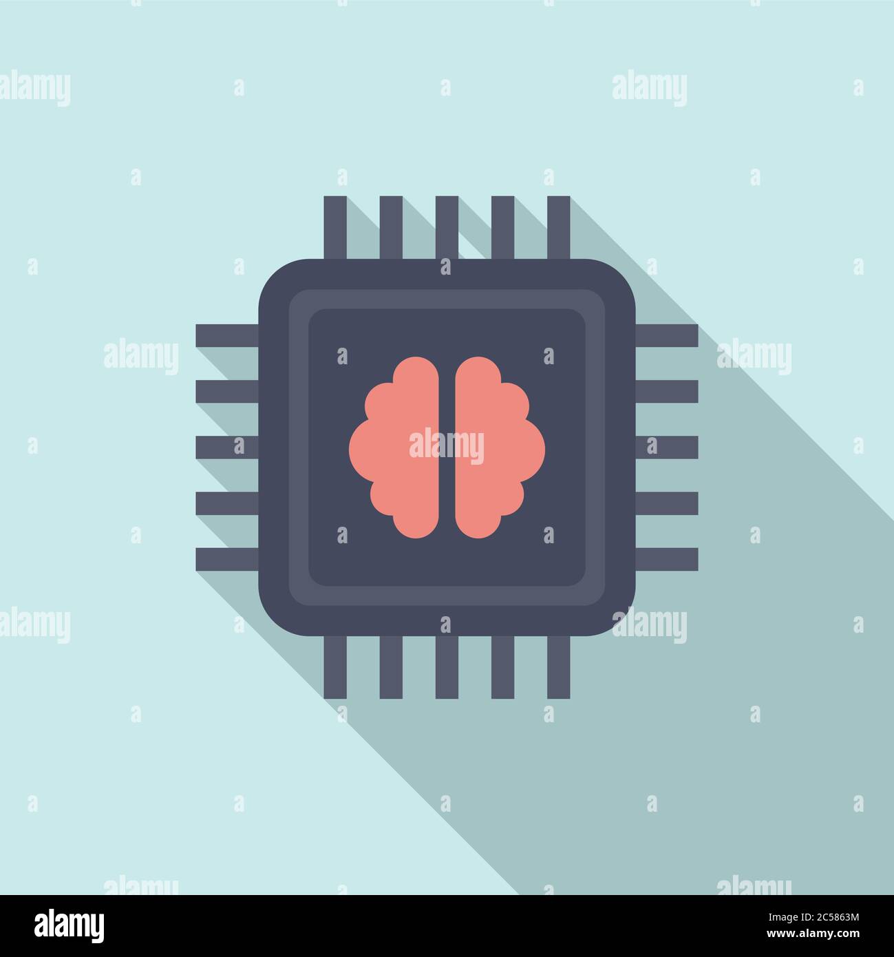 Brain ai processor icon. Flat illustration of brain ai processor vector ... Brain ai processor icon. Flat illustration of brain ai processor vector ...