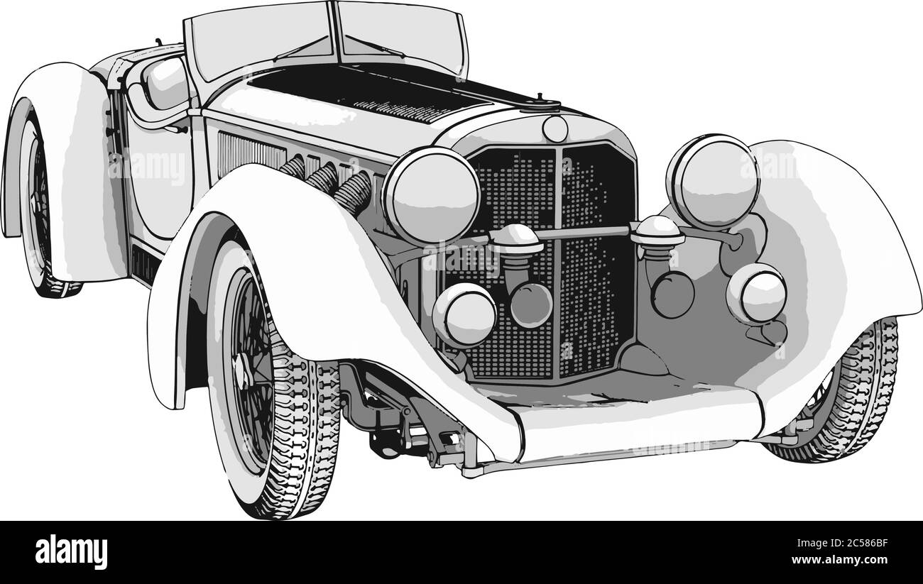 outline of a retro car vector Stock Vector Image & Art - Alamy