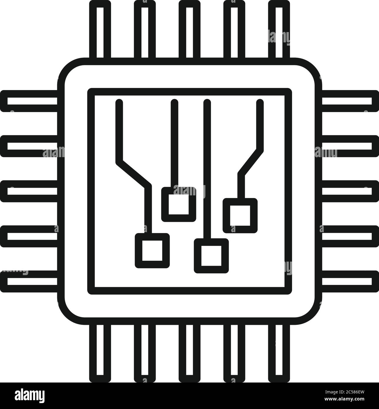 Machine learning processor icon. Outline machine learning processor ...