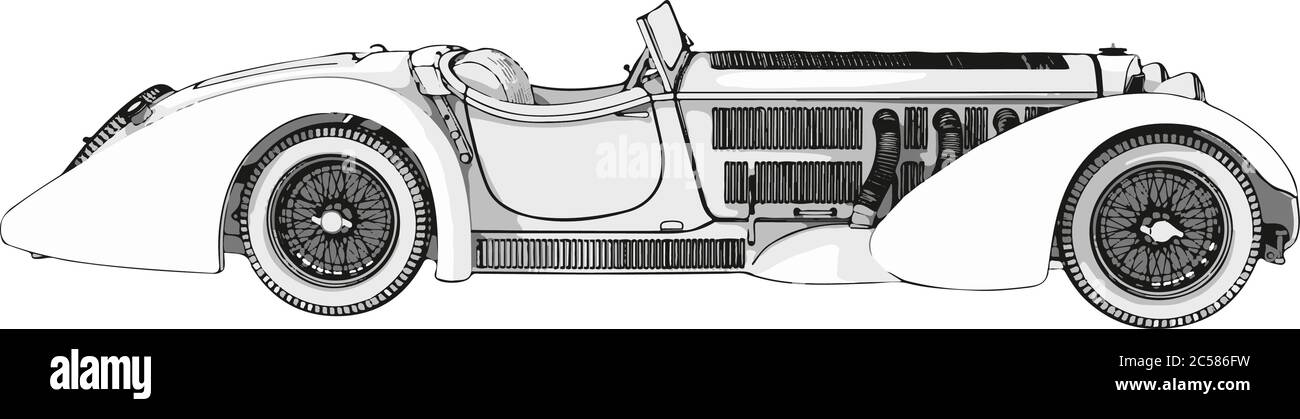 outline of a retro car vector Stock Vector Image & Art - Alamy