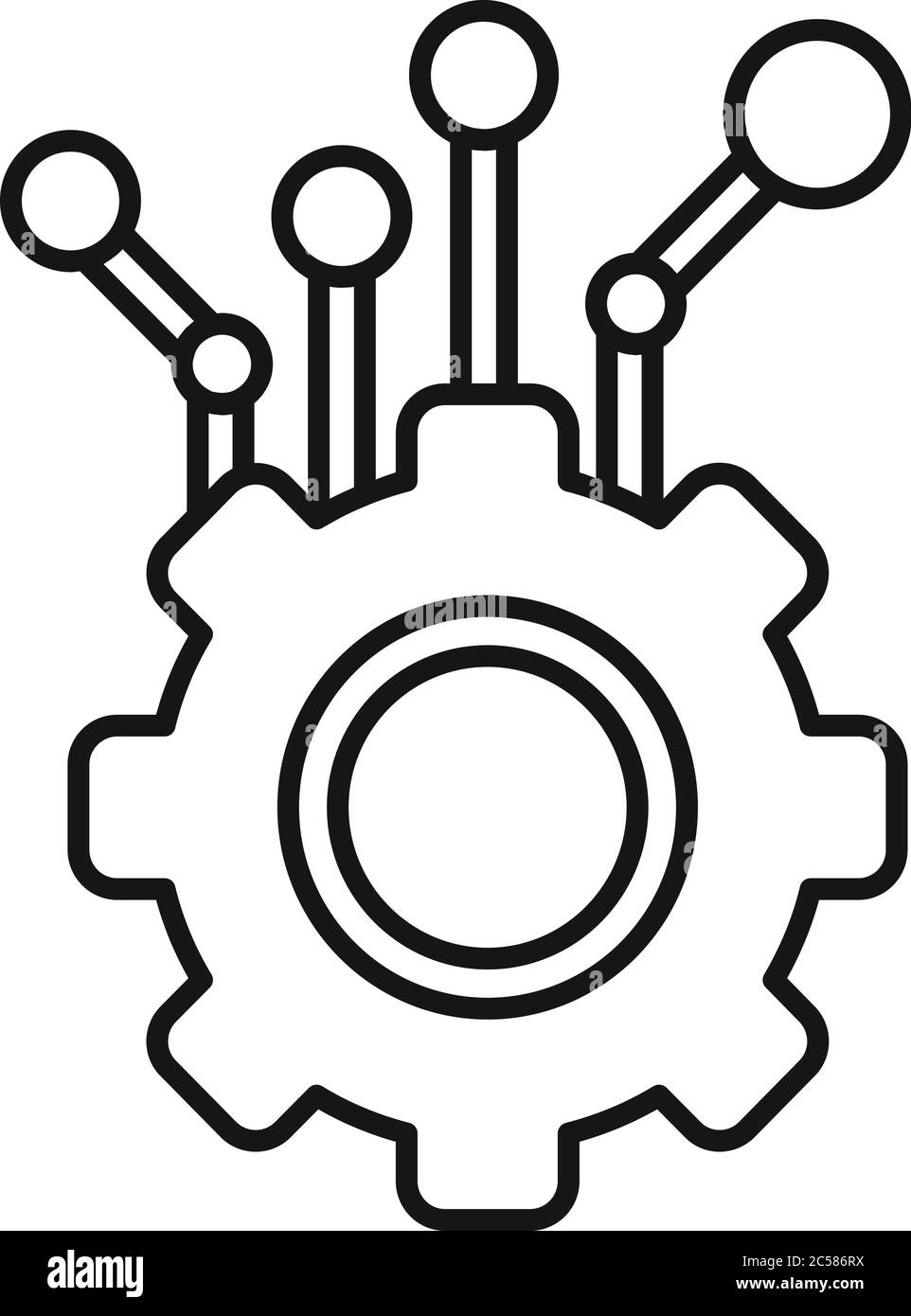 Gear machine learning icon. Outline gear machine learning vector icon ...
