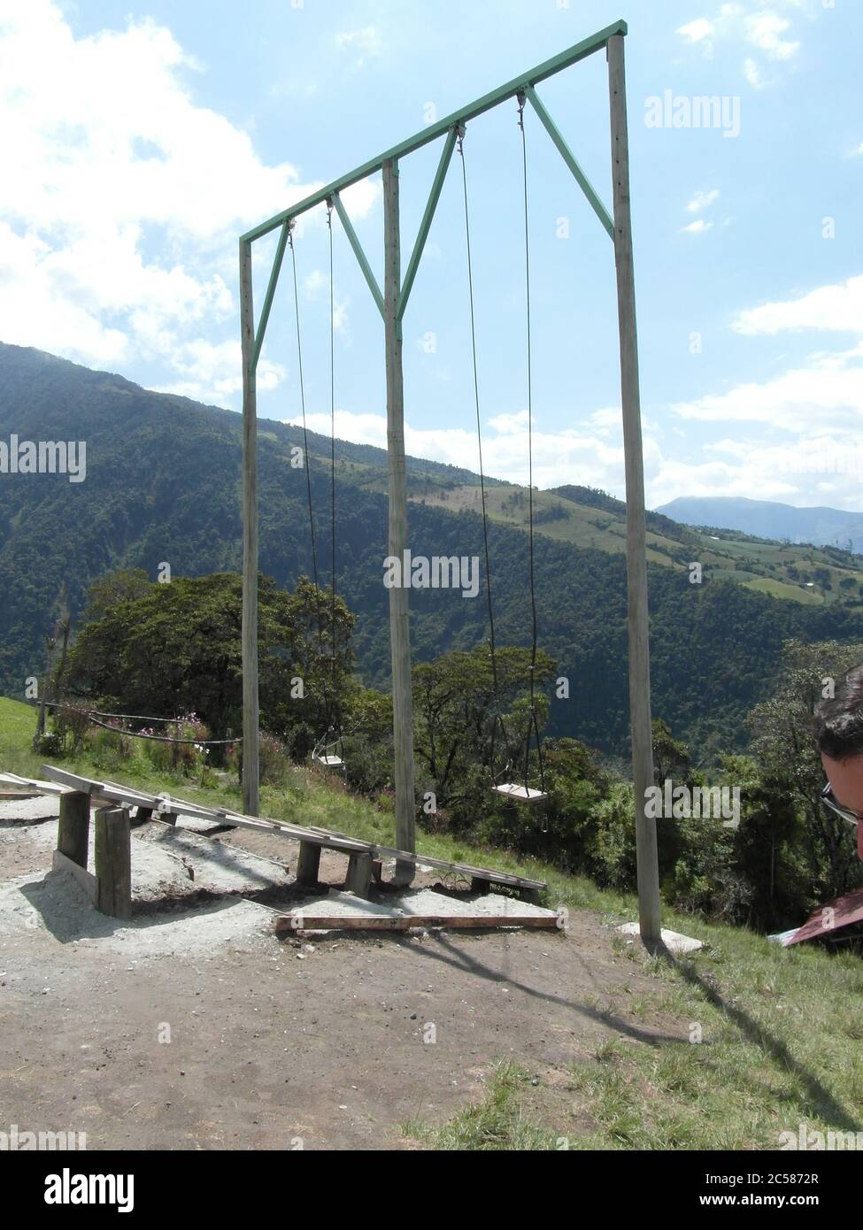 Stunning mountains in Banos and the famous "tree House". Casa de Arbol ...