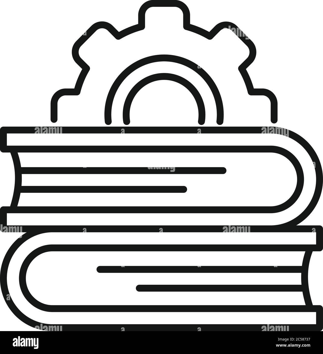 Gear book stack icon. Outline gear book stack vector icon for web ...