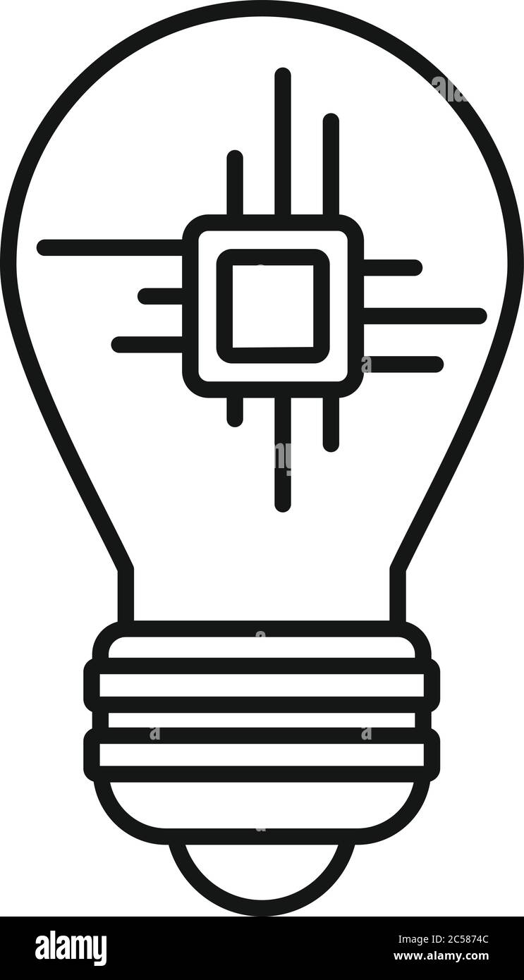 Ai processor bulb icon. Outline ai processor bulb vector icon for web ...