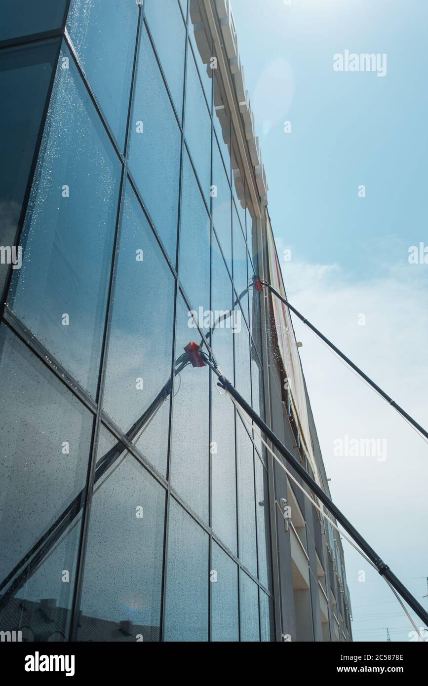 Equipment for washing and cleaning the window from the outside Stock ...
