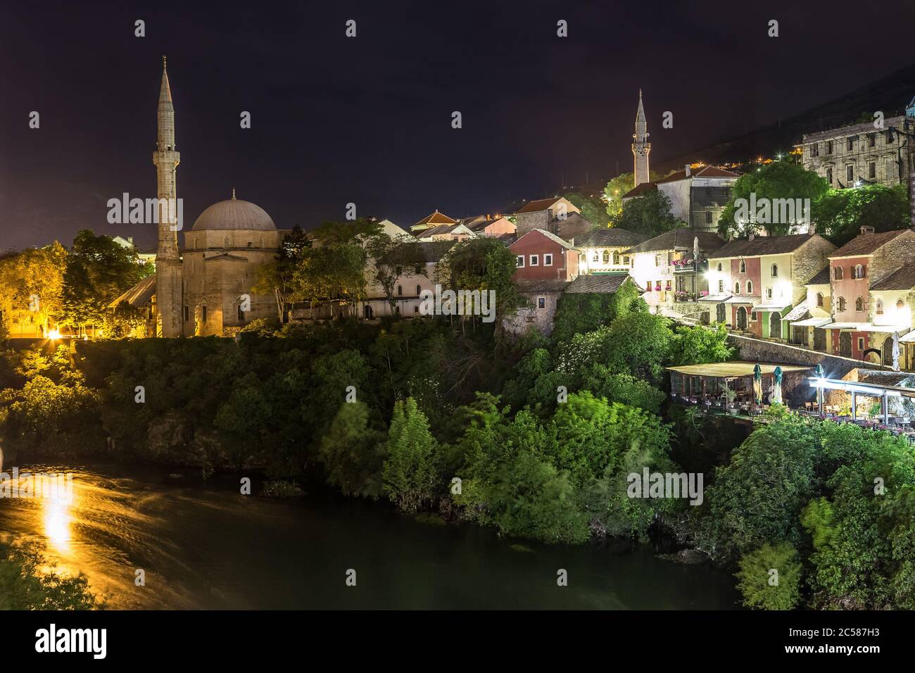 Mostar in a beautiful summer night, Bosnia and Herzegovina Stock Photo ...