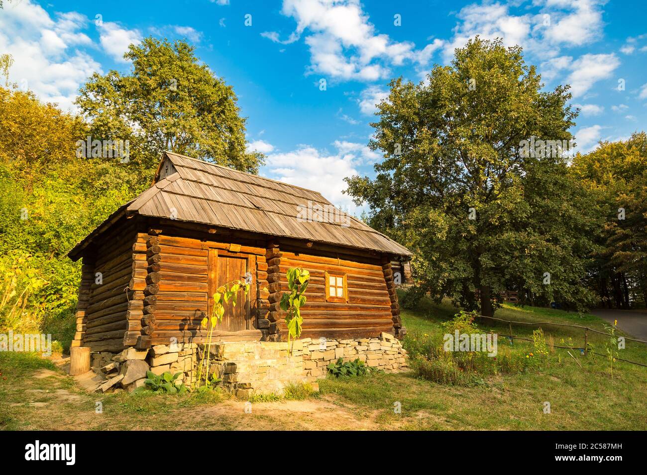 Museum of national architecture in Pirogovo in a beautiful summer day ...