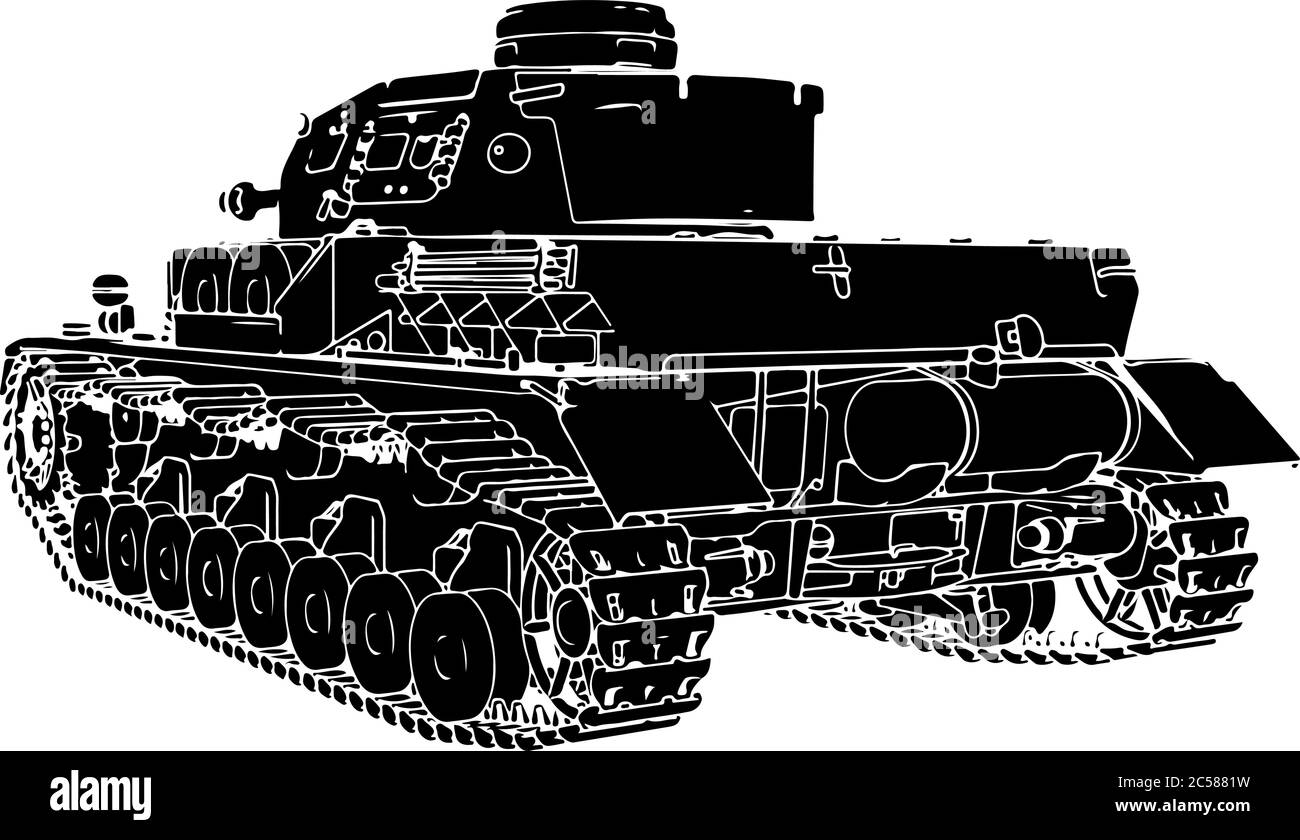 Black silhouette modern battle tank Cut Out Stock Images & Pictures - Alamy