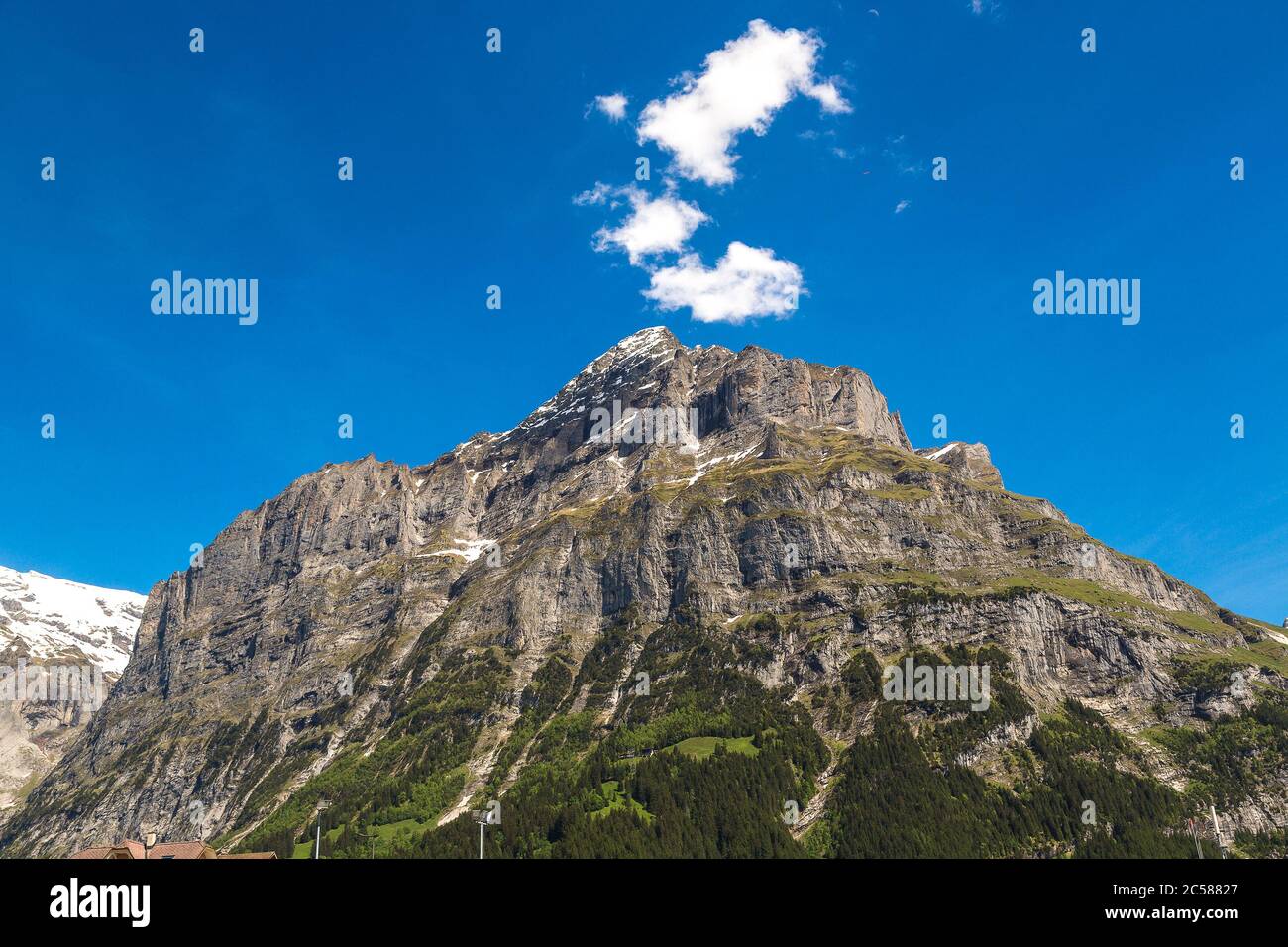 Mountain near Gimmelwald & Murren villages near Lauterbrunnen valley in ...