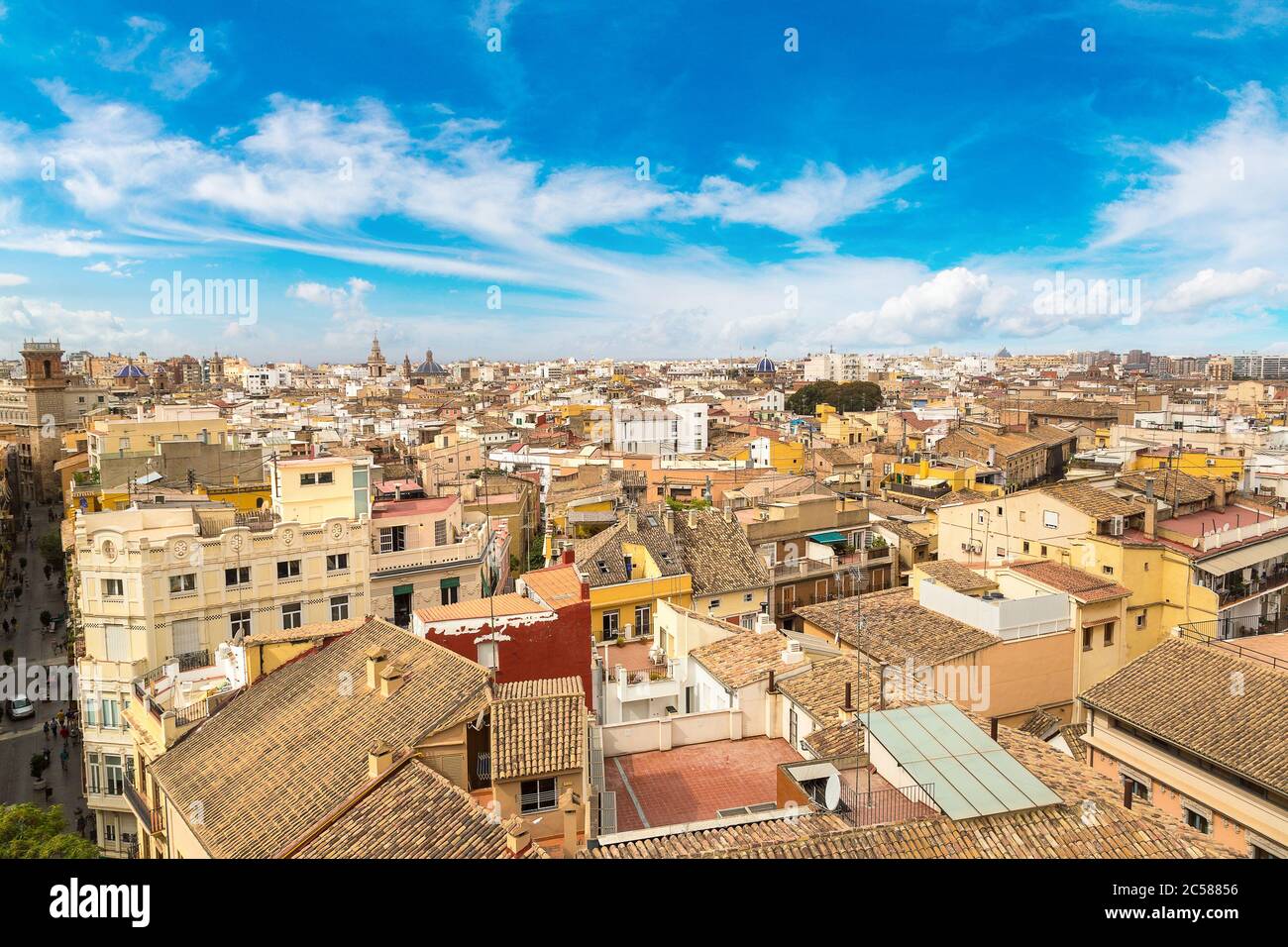 Panoramic aerial view of Valencia in a beautiful summer day, Spain ...