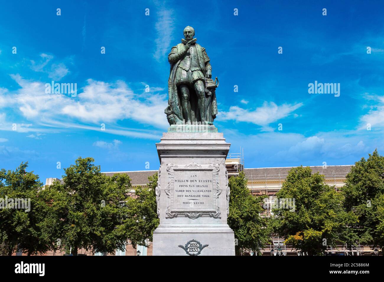 Statue of William I, first king of the Netherlands in Hague in a ...