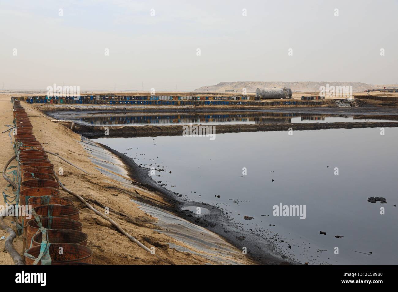 oil dump evaporation lake, oil Landfill Stock Photo - Alamy