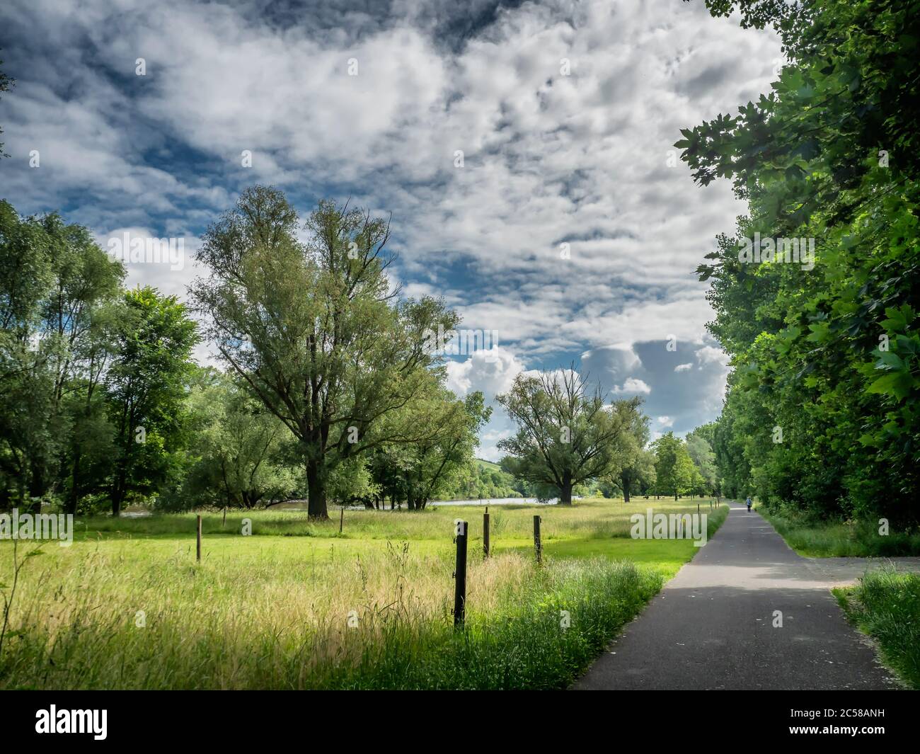 Pathway along river Main in Germany Stock Photo - Alamy