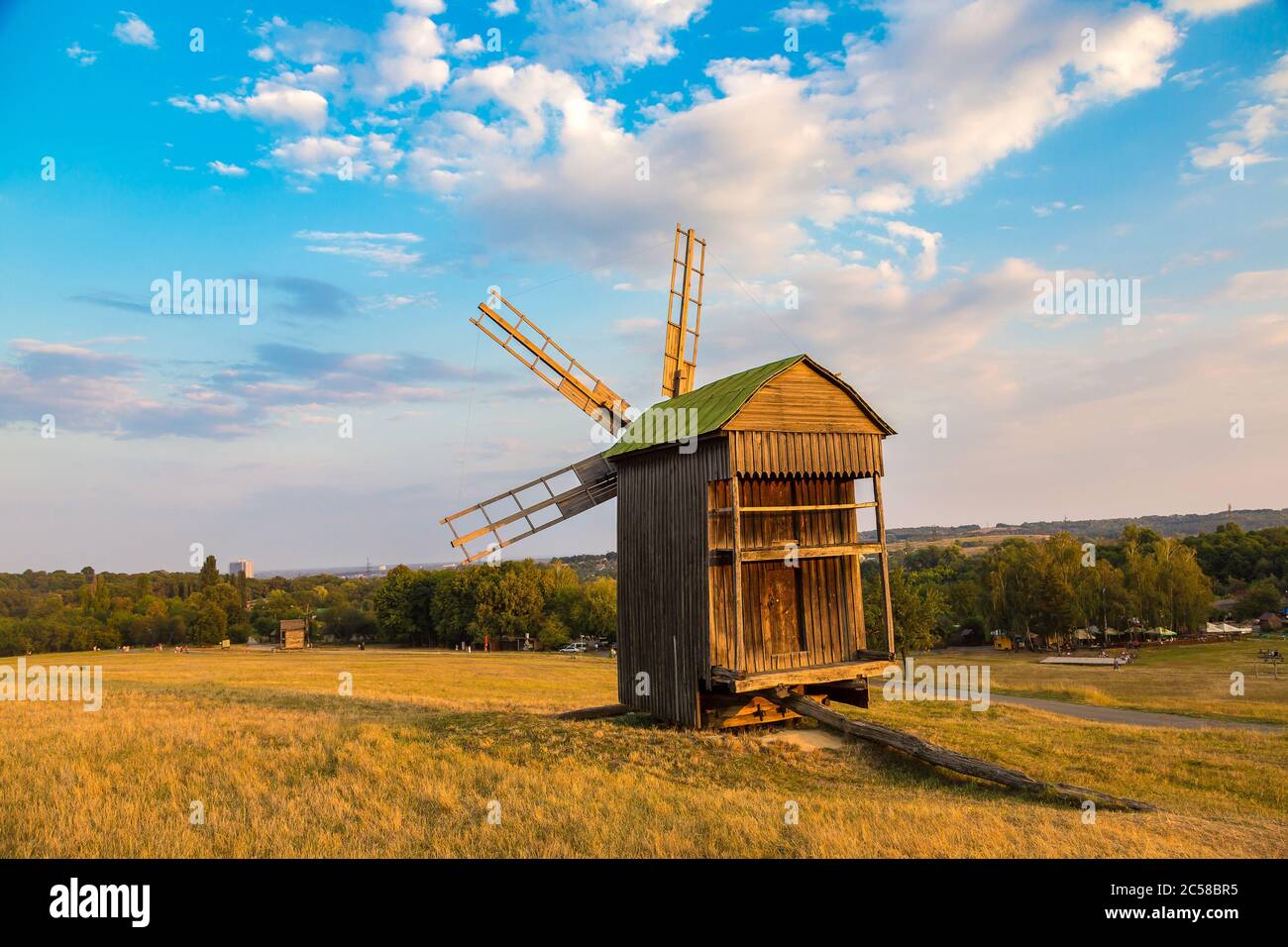 Traditional ukrainian windmill in the museum of national architecture ...