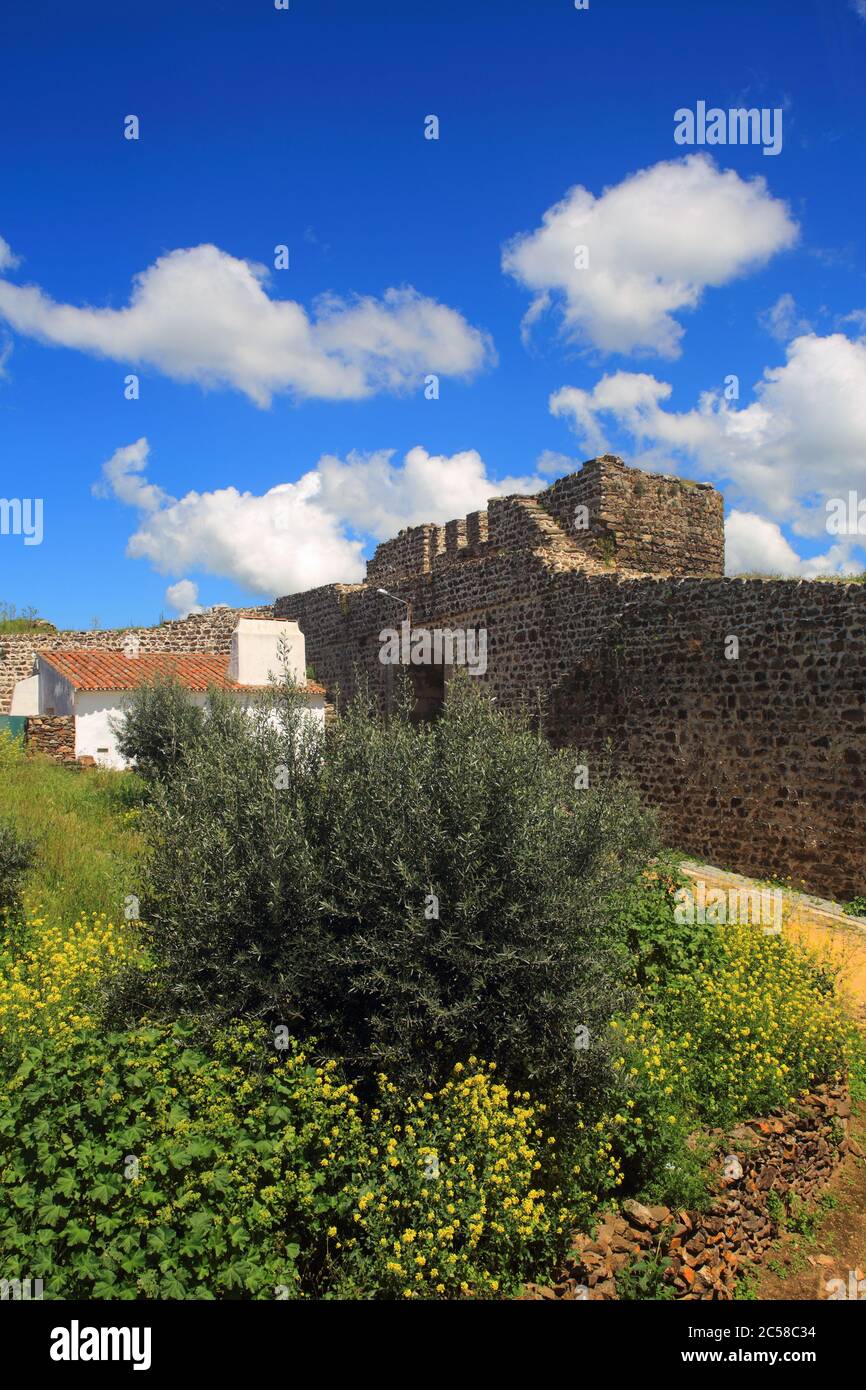 Portugal, Alentejo, Evora. The historical medieval hilltop castle of ...
