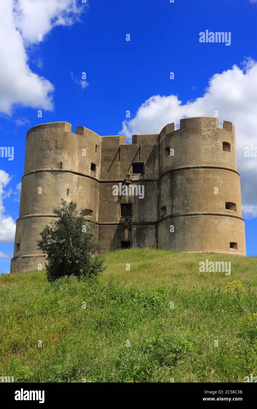 Portugal, Alentejo, Evora. The historical medieval hilltop castle of ...