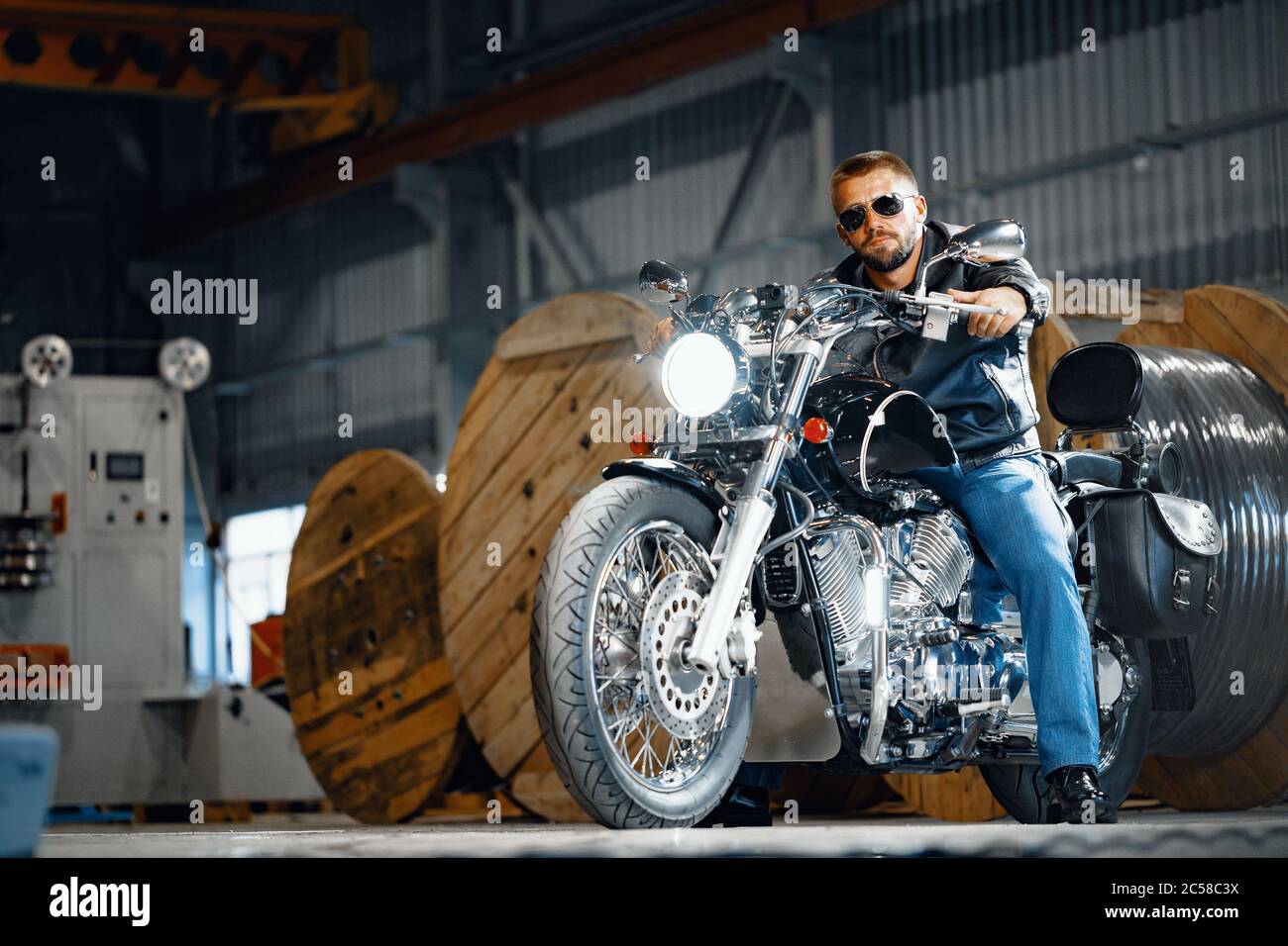 Bearded motorcyclist hi-res stock photography and images - Alamy