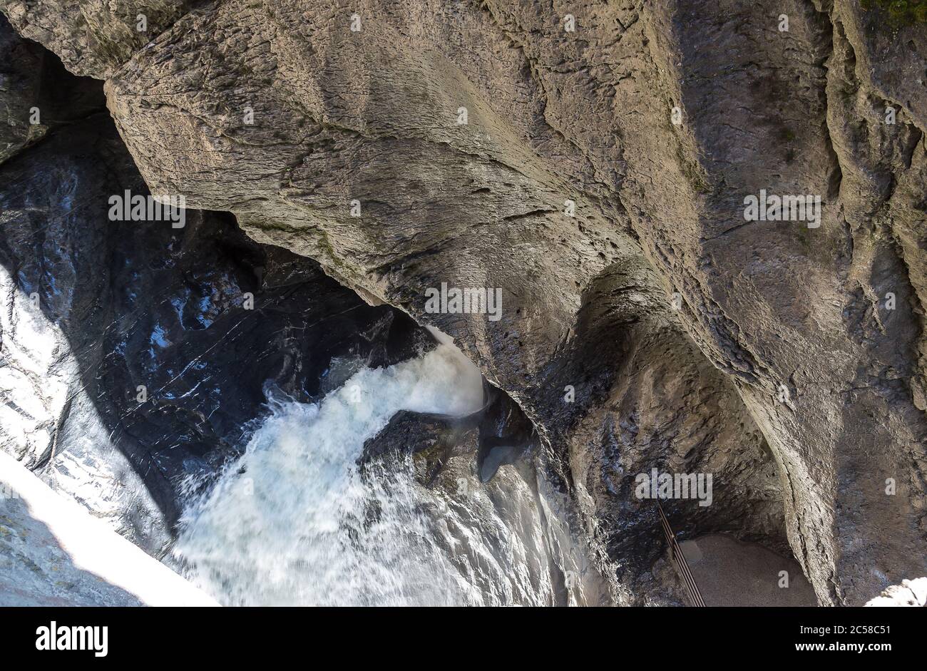 Trummelbach waterfall inside the mountain in Switzerland Stock Photo ...
