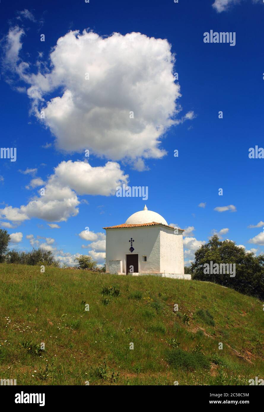 Portugal, Alentejo, Evora. Small chapel by the historical medieval ...
