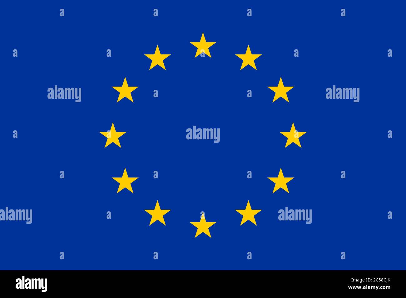 European Union flag with twelve golden stars in proportions and colors ...