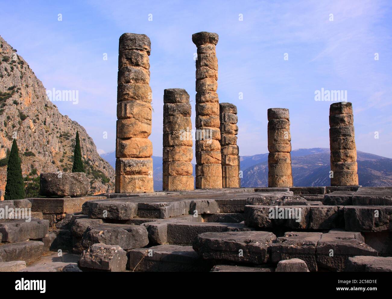 Greece, Delphi, Ancient Greek Archaeological Site - remains of Temple ...
