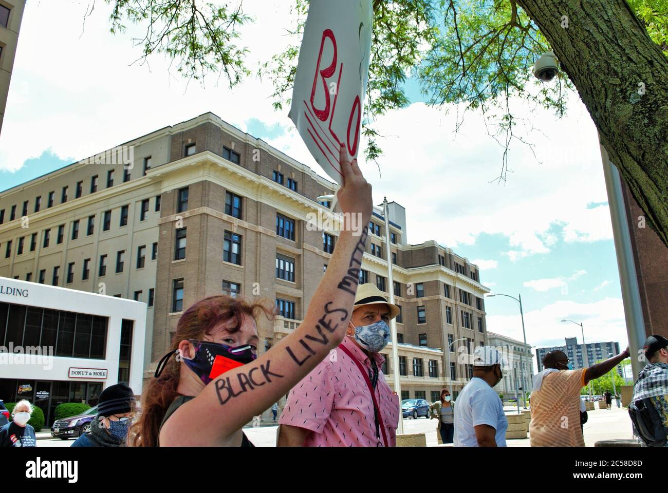 Dayton, Ohio, United States 05/30/2020 protesters at a black lives ...