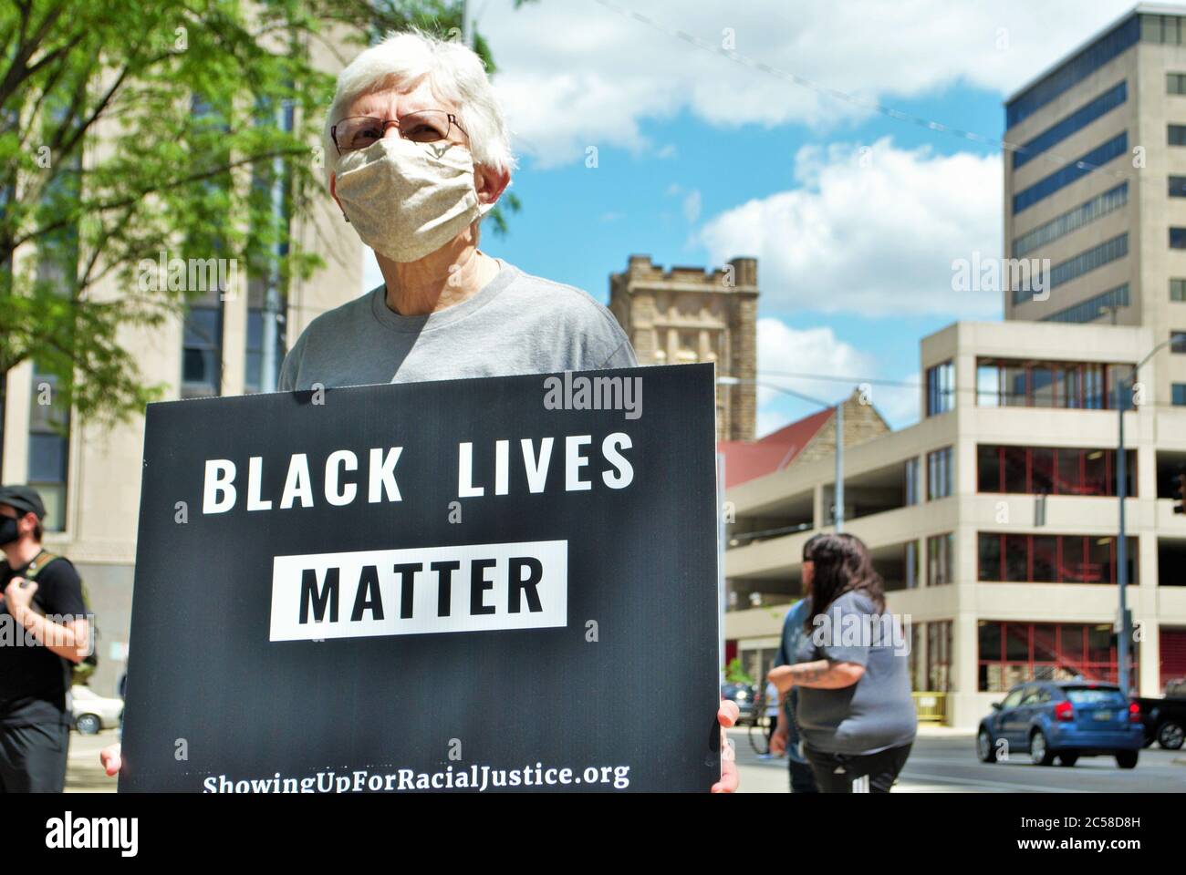 Dayton, Ohio, United States 05/30/2020 protesters at a black lives ...