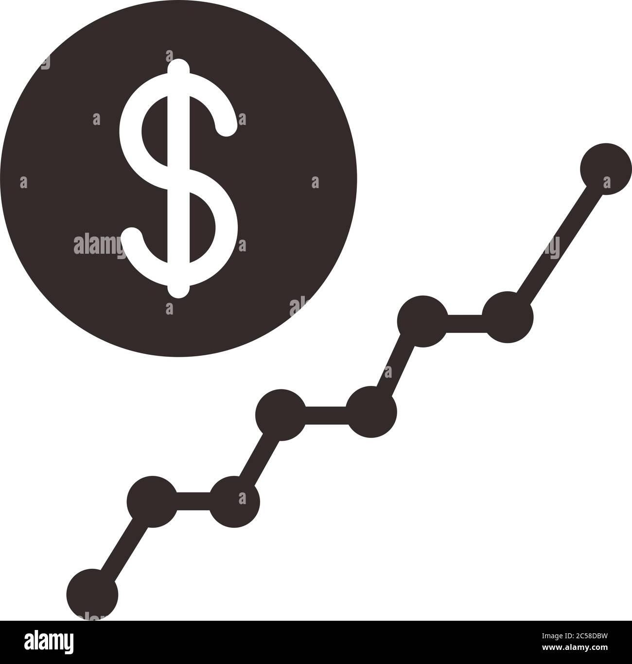 statistics graphic with coin silhouette style icon vector illustration ...
