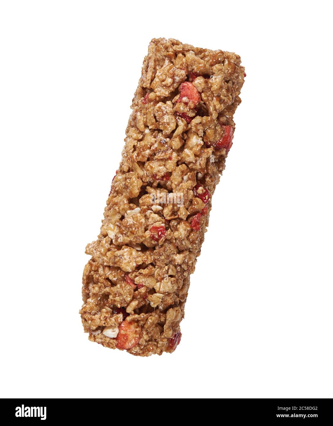 muesli cereal bar with chocolate isolated on white background, clipping ...