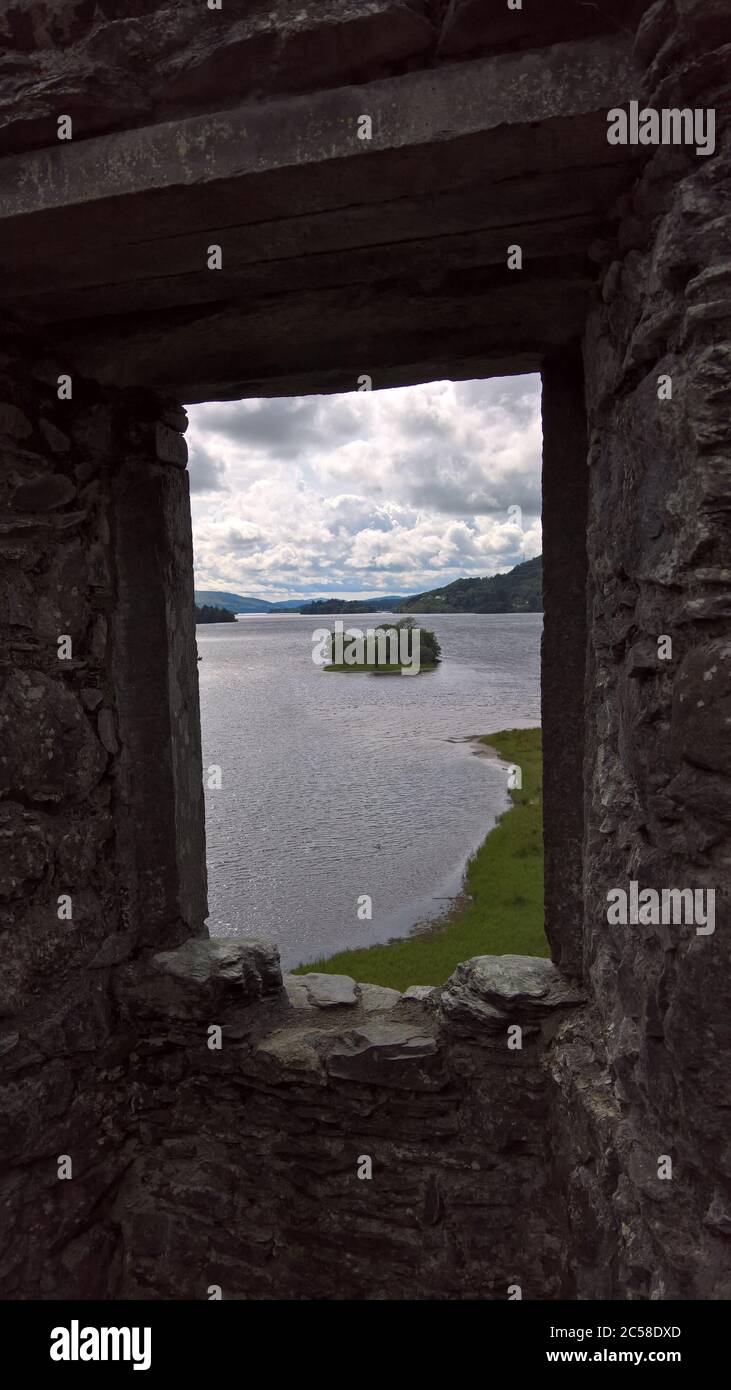 View from window of Kilchurn Castle at Loch Awe Stock Photo - Alamy