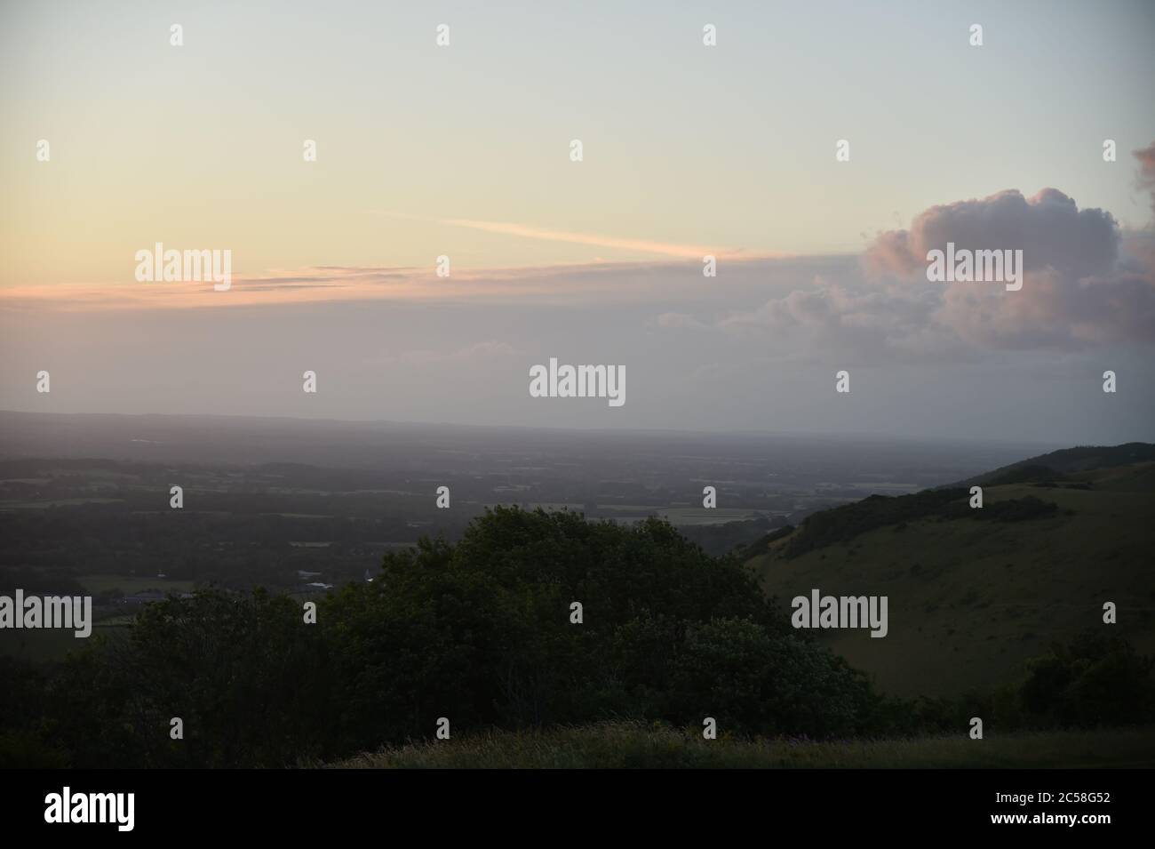 Early morning aerial view of South Downs from Ditchling Beacon Stock ...