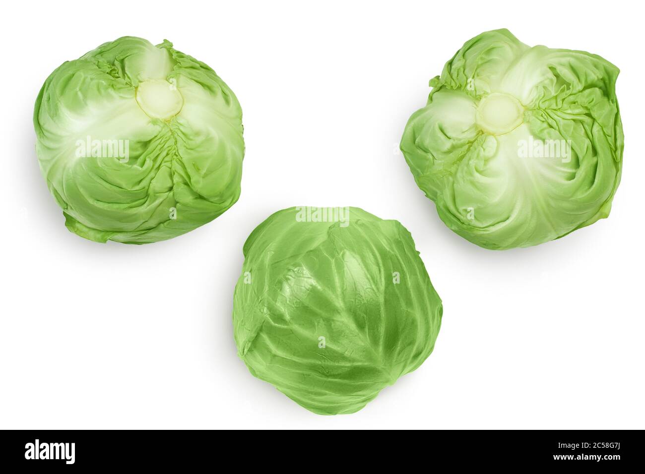 Green cabbage isolated on white background with clipping path and full ...