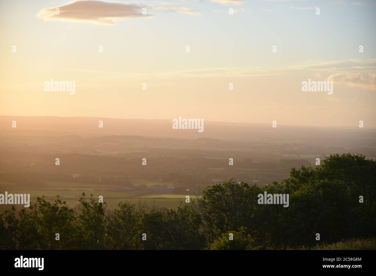 Early morning aerial view of South Downs from Ditchling Beacon Stock ...