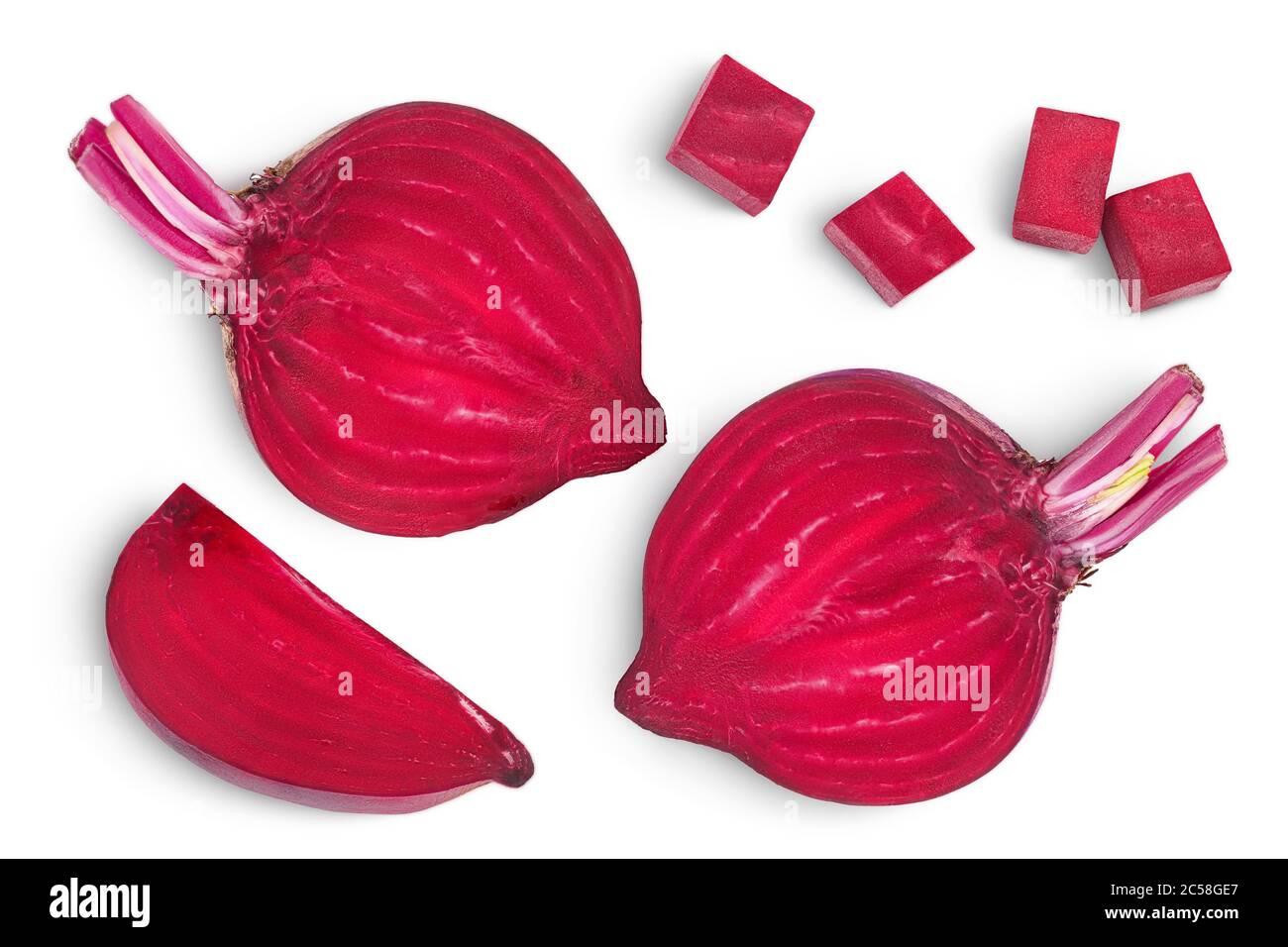 beetroot half and slice isolated on white background with clipping path ...