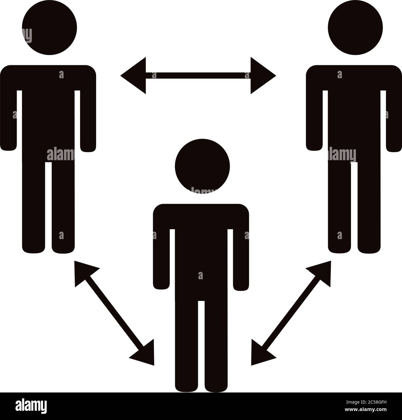 group of humans distance social silhouette style vector illustration ...