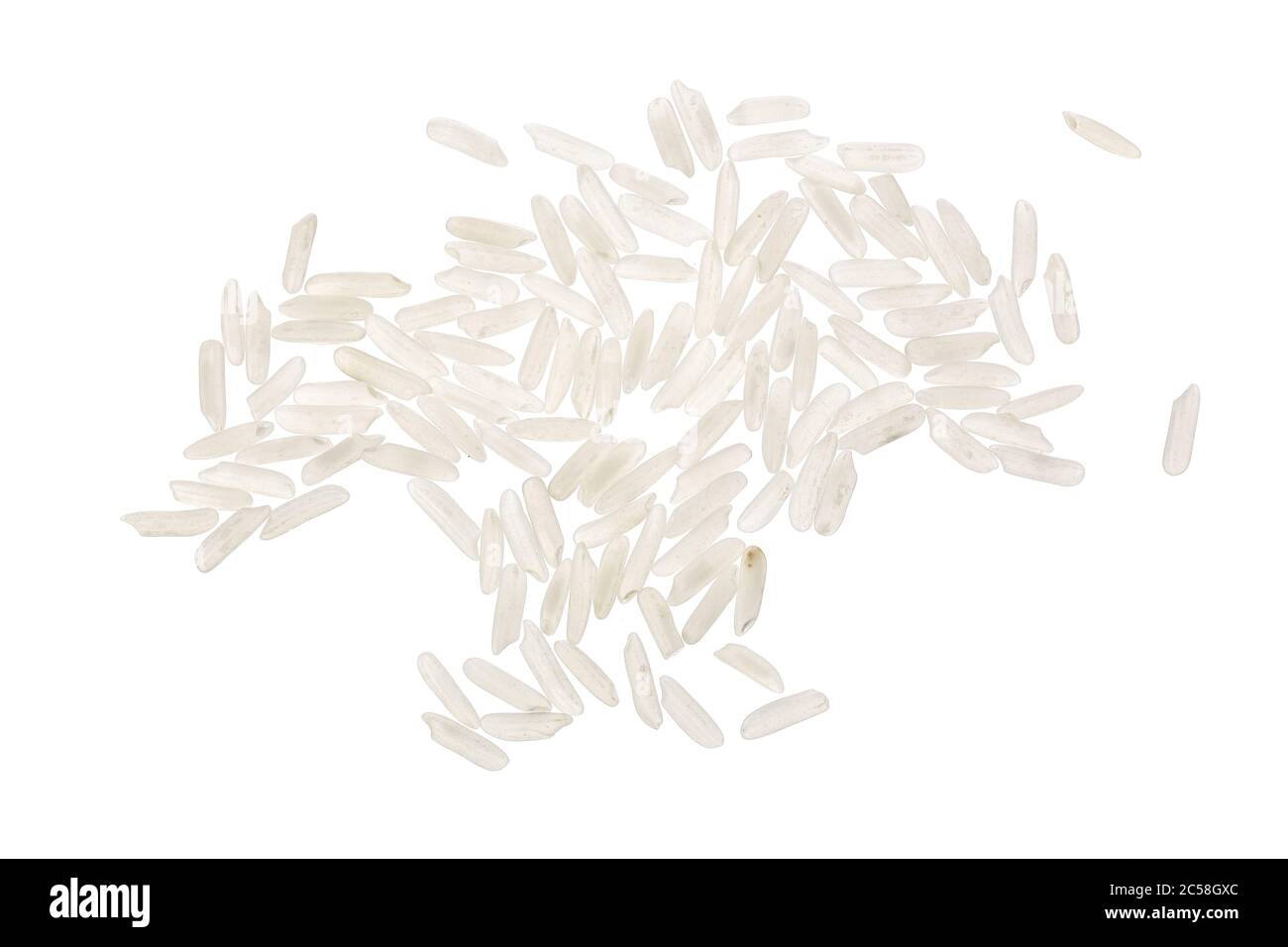 rice grains isolated on white background. Top view. Flat lay Stock ...