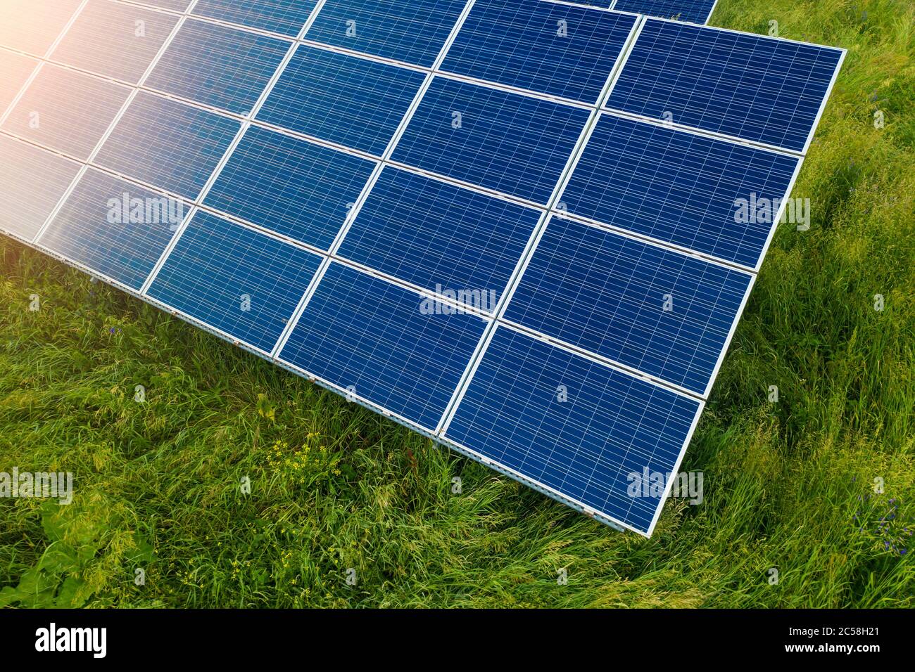 top view of solar plant station. sun power is big energy for produce ...