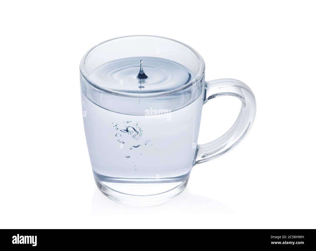 purified fresh drink water with drop in a glass. Isolated Stock Photo ...
